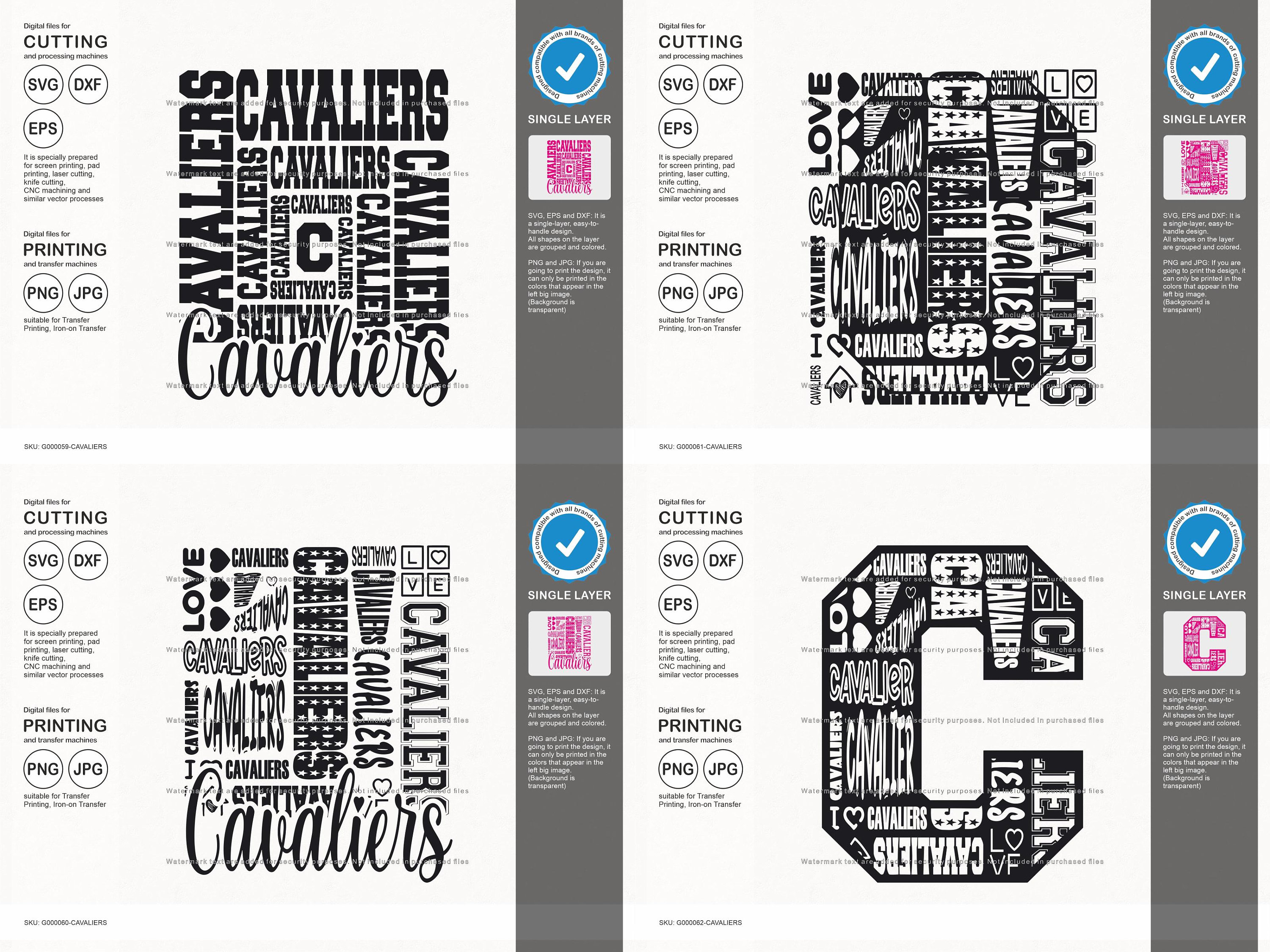 Cavaliers Svg, Cavalier 12 Typography Svg Mascot Designs Pack ...
