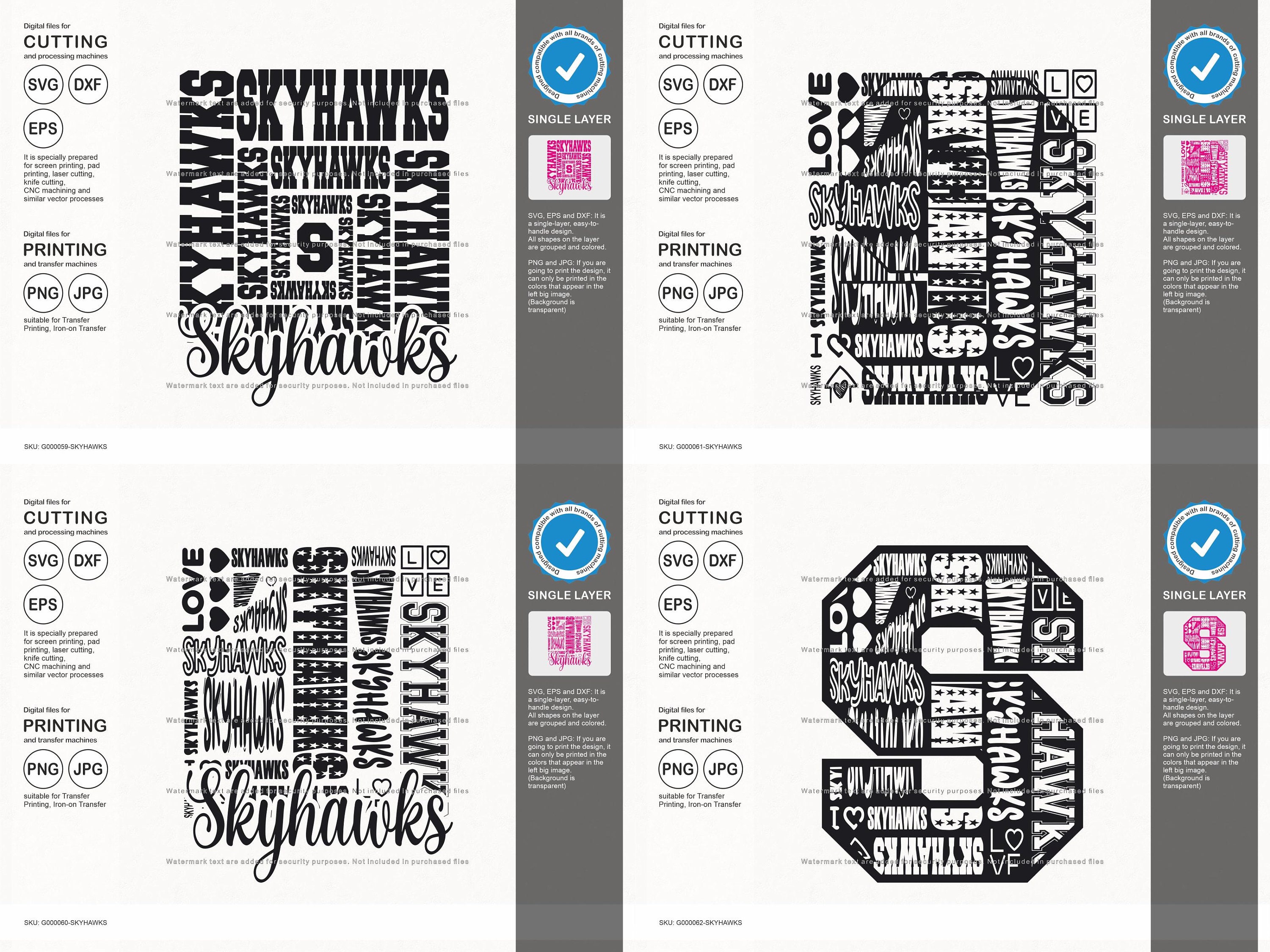Skyhawks Svg, Skyhawk 12 Typography Svg Mascot Designs Pack, Skyhawks ...