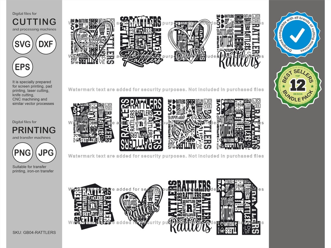 Rattlers Svg, Rattler 12 Typography Svg Mascot Designs Pack, Rattlers ...