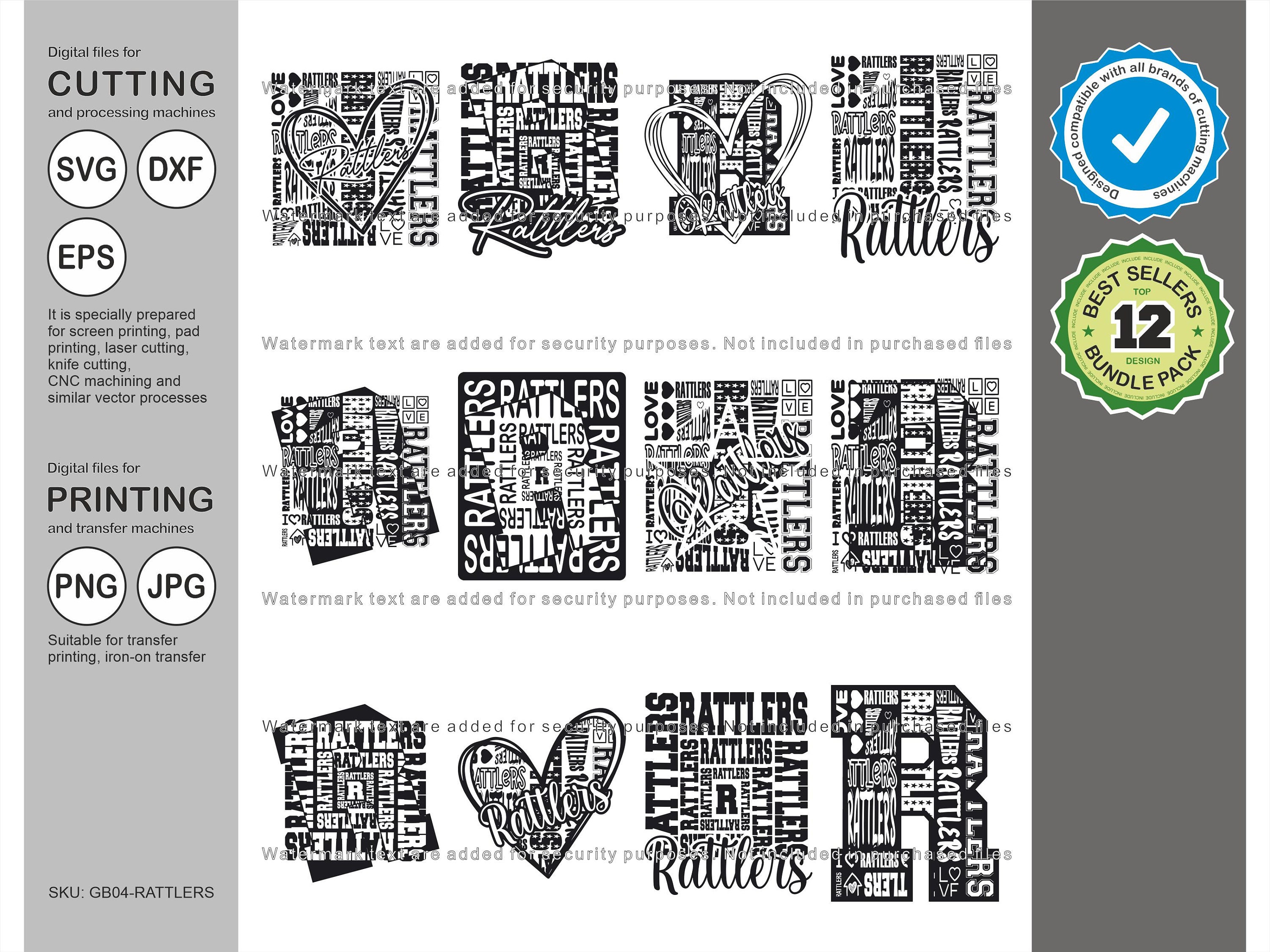 Rattlers Svg, Rattler 12 Typography Svg Mascot Designs Pack, Rattlers ...