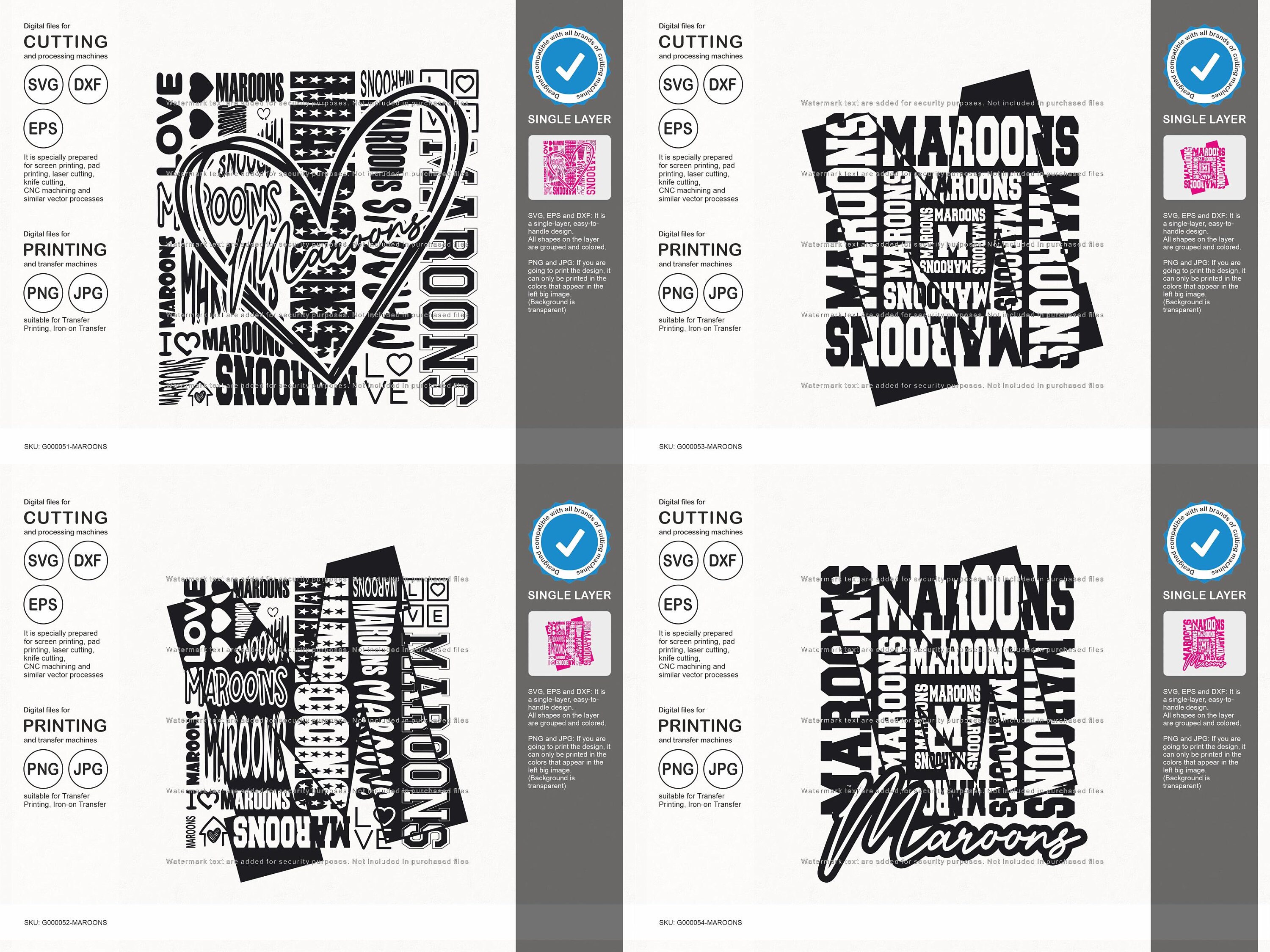 Maroons Svg, Maroon 12 Typography Svg Mascot Designs Pack, Maroons ...