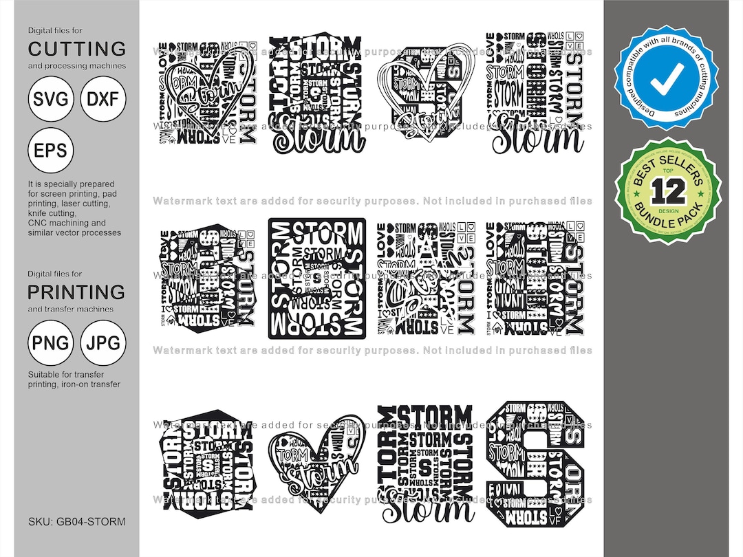 Storm Svg, Storm 12 Typography Svg Mascot Designs Pack, Storm ...