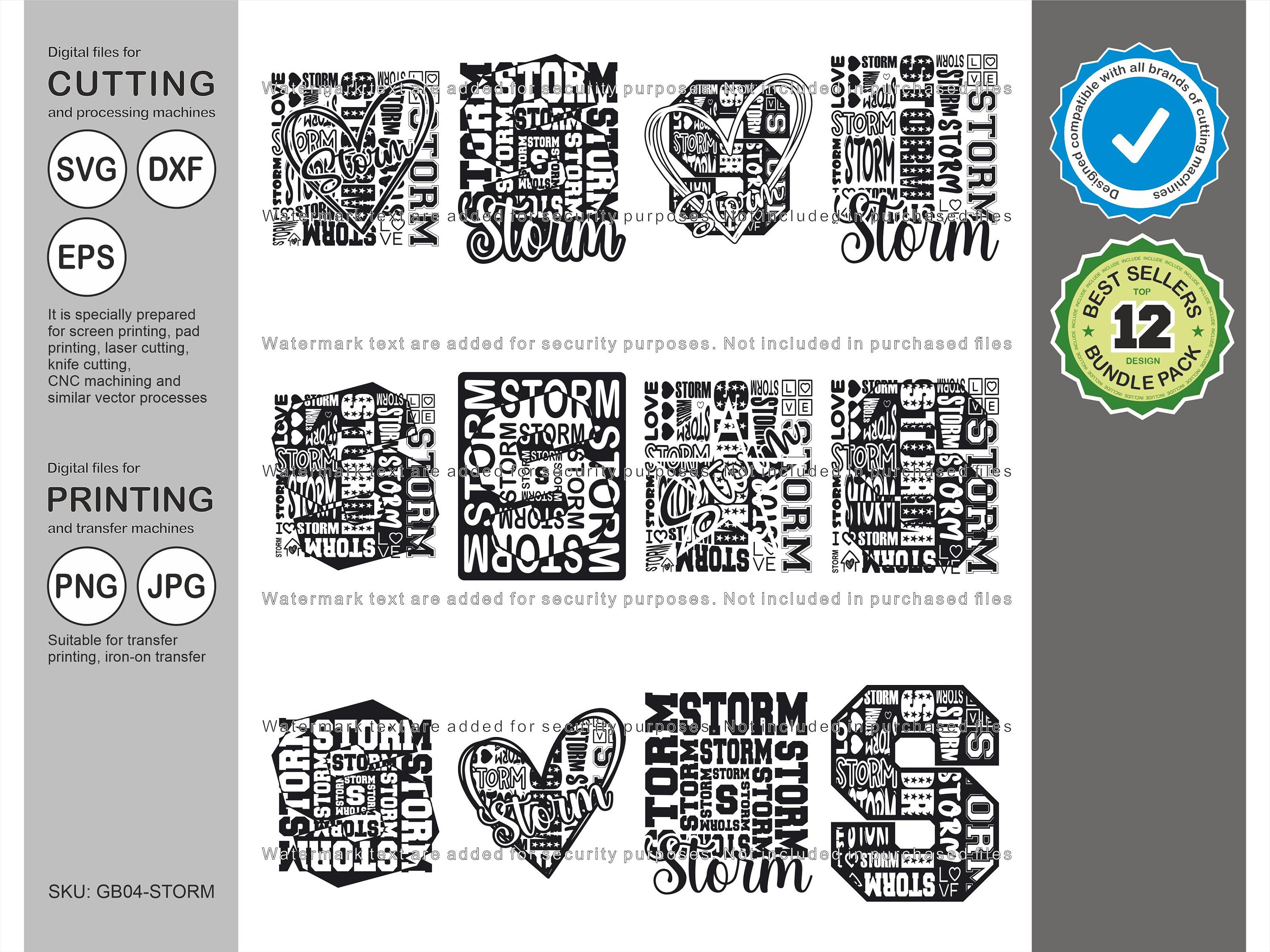 Storm Svg, Storm 12 Typography Svg Mascot Designs Pack, Storm ...