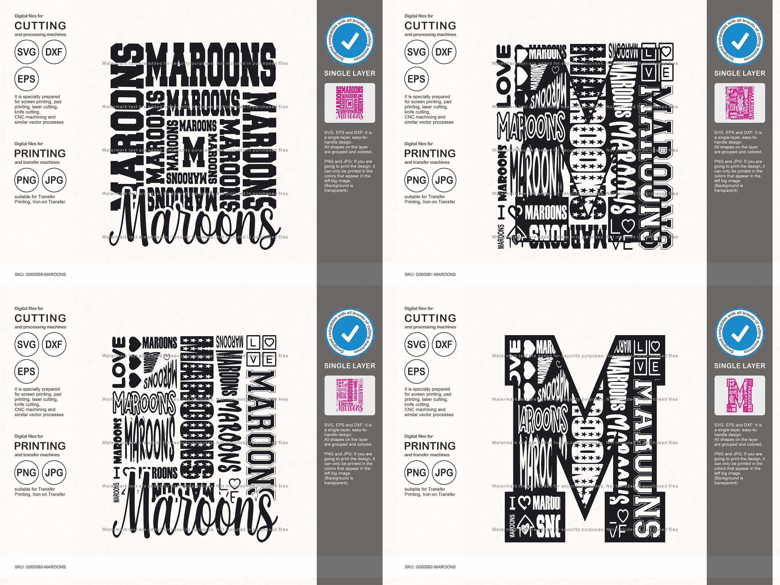 Maroons Svg, Maroon 12 Typography Svg Mascot Designs Pack, Maroons ...