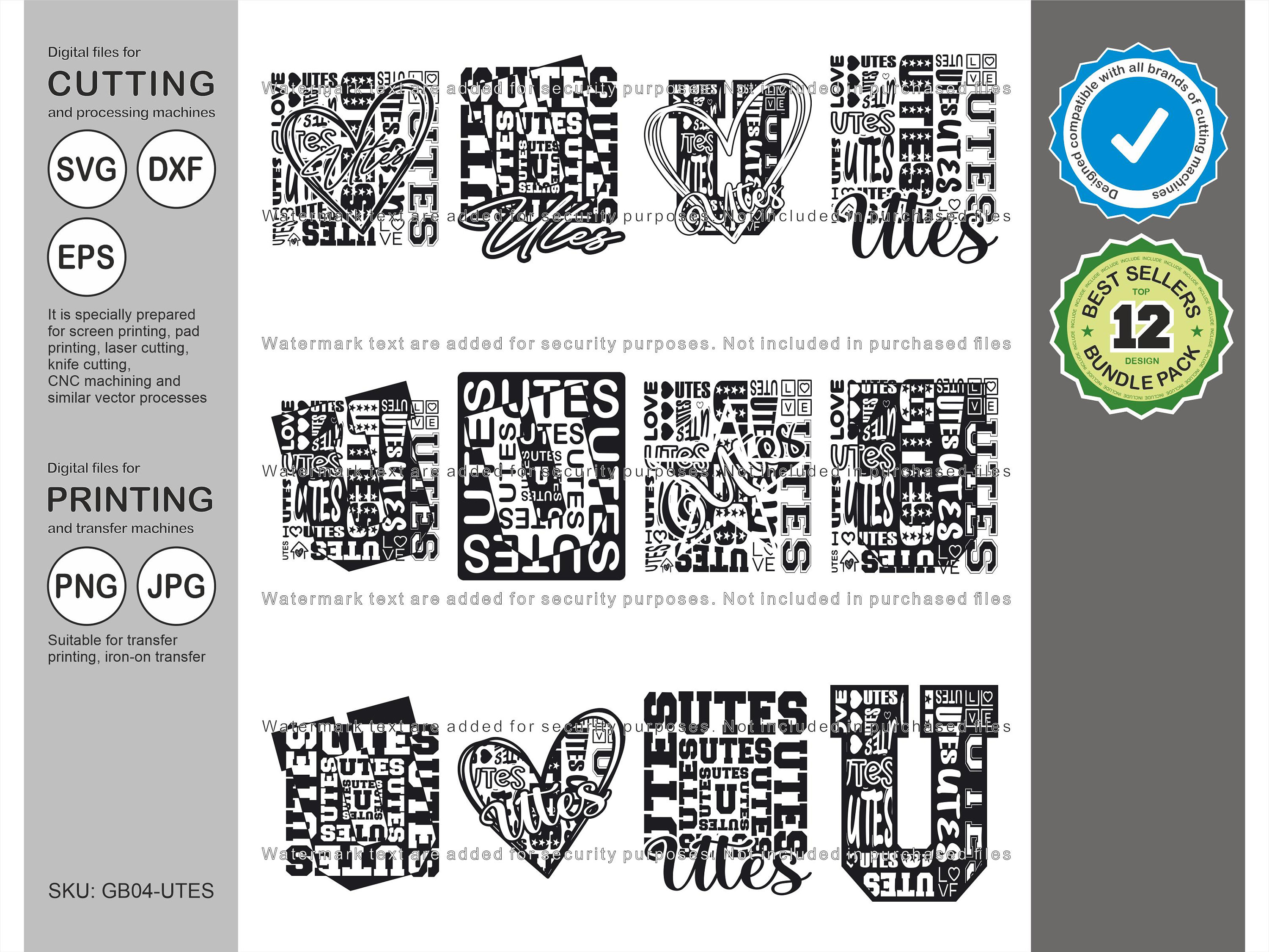 Utes Svg, Ute 12 Typography Svg Mascot Designs Pack, Utes Typography ...