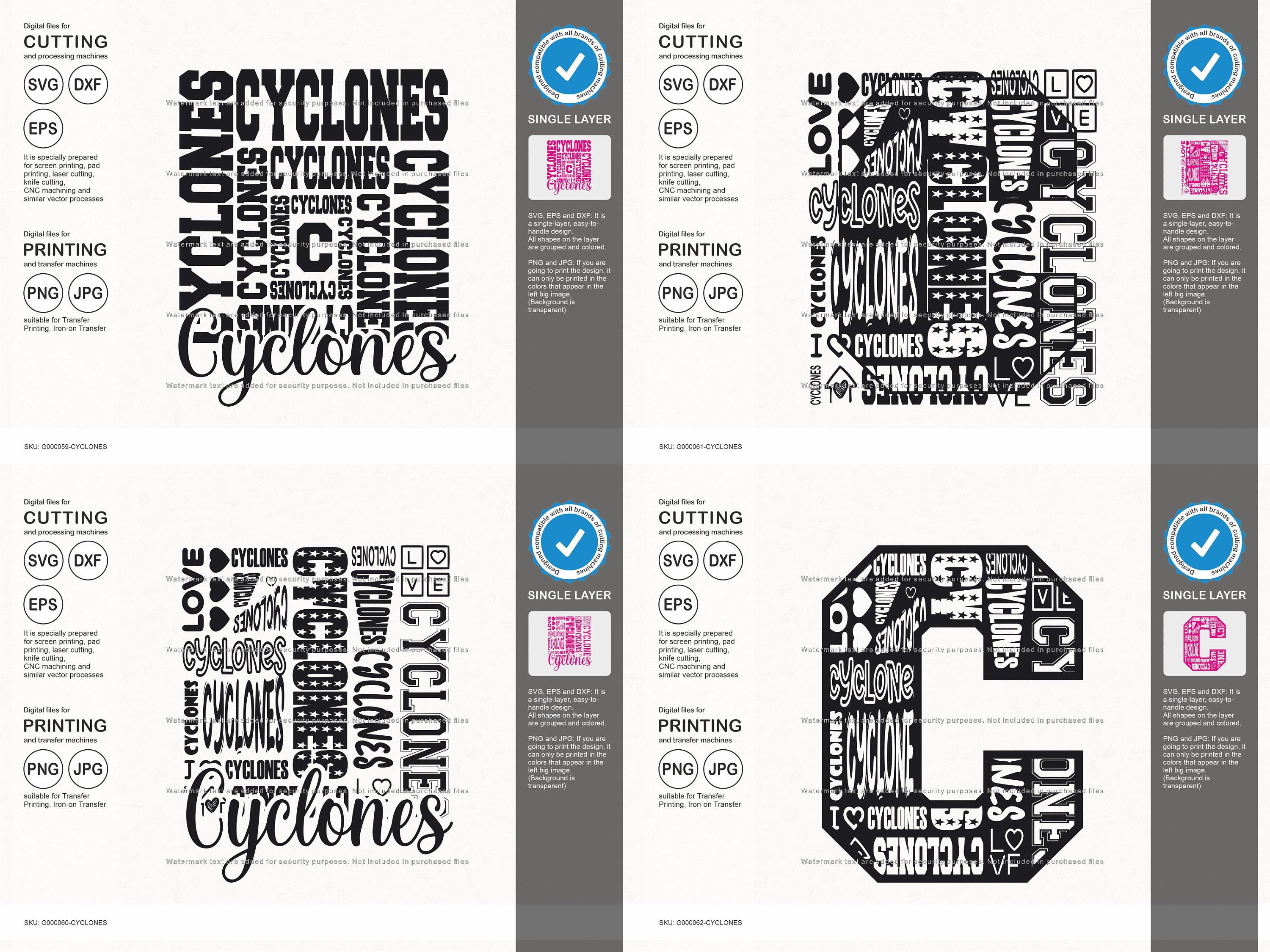 Cyclones Svg, Cyclone 12 Typography Svg Mascot Designs Pack, Cyclones ...