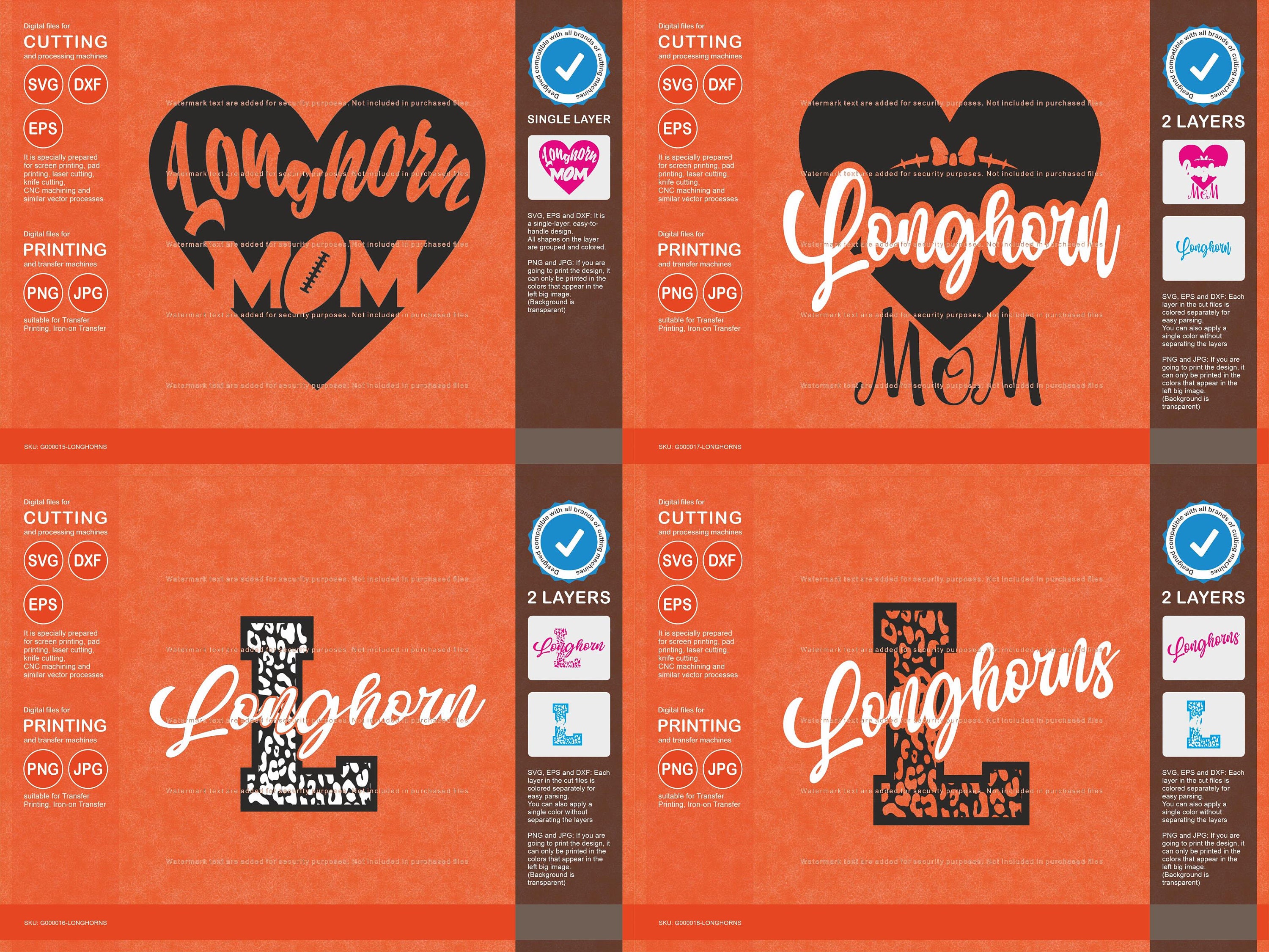 Longhorns Svg Longhorn 12 Leopard Svg Mascot Designs Pack - Etsy