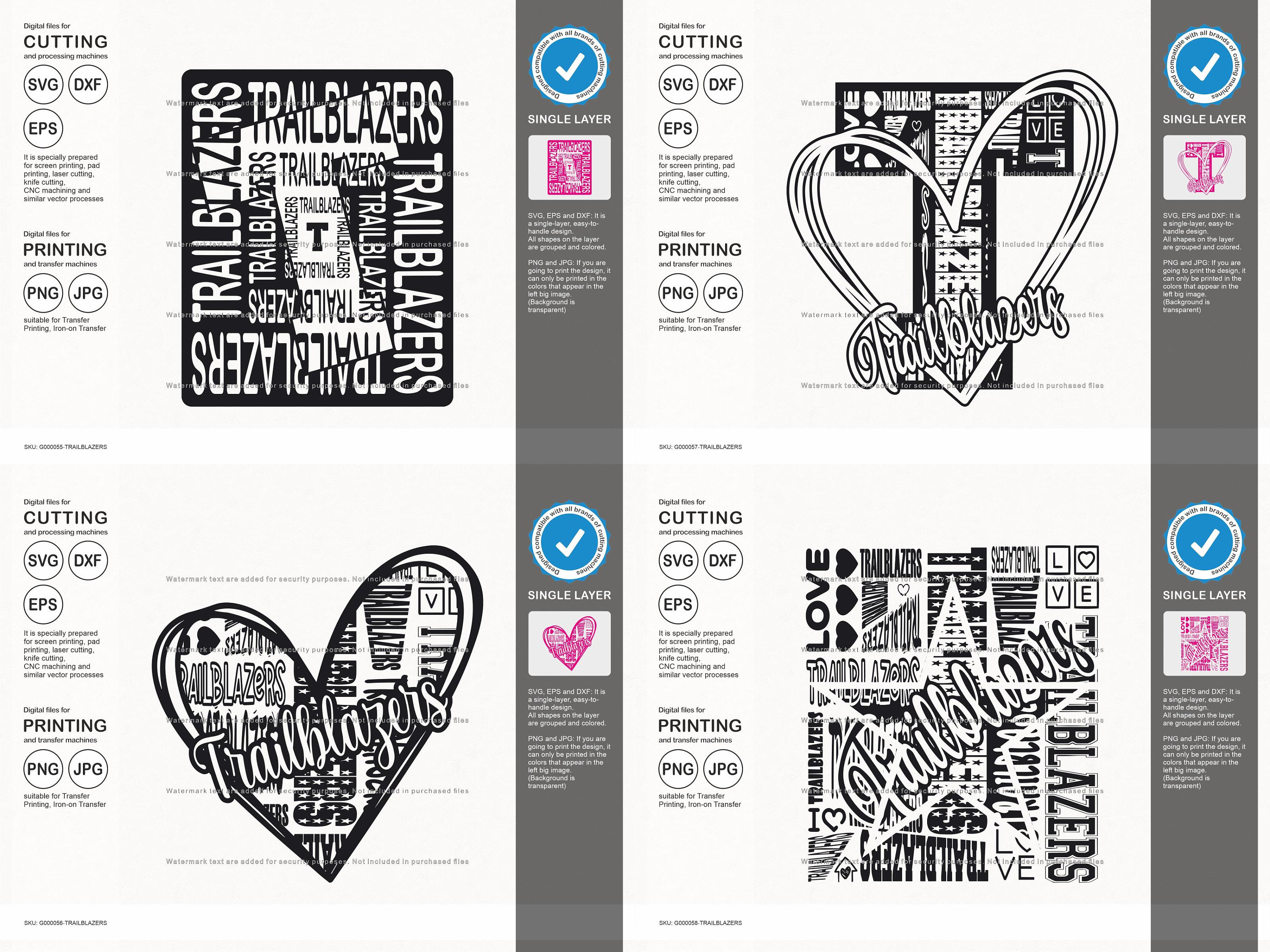 Trailblazers Svg, Trailblazer 12 Typography Svg Mascot Designs Pack ...