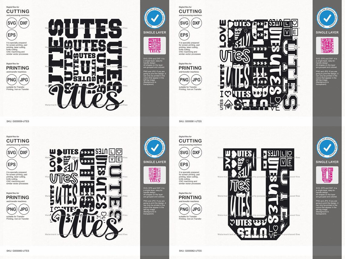 Utes Svg, Ute 12 Typography Svg Mascot Designs Pack, Utes Typography ...