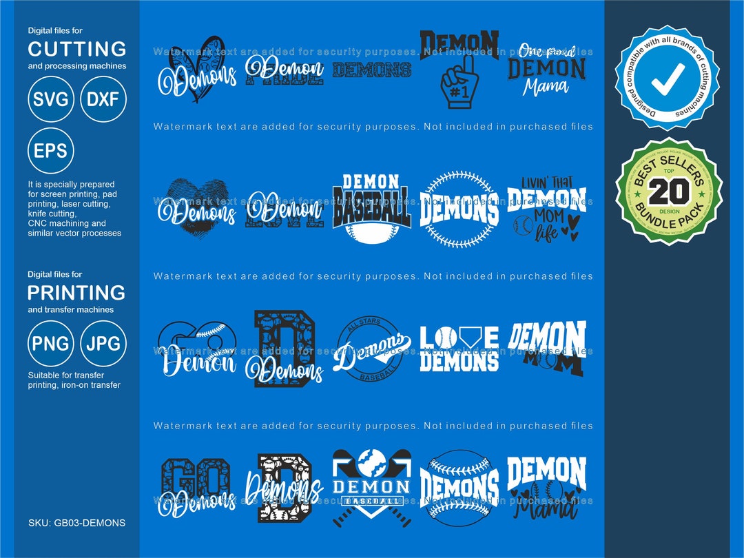 Demons Svg, Demon 20 Baseball Svg Mascot Designs Pack, Demons Svg Cut ...