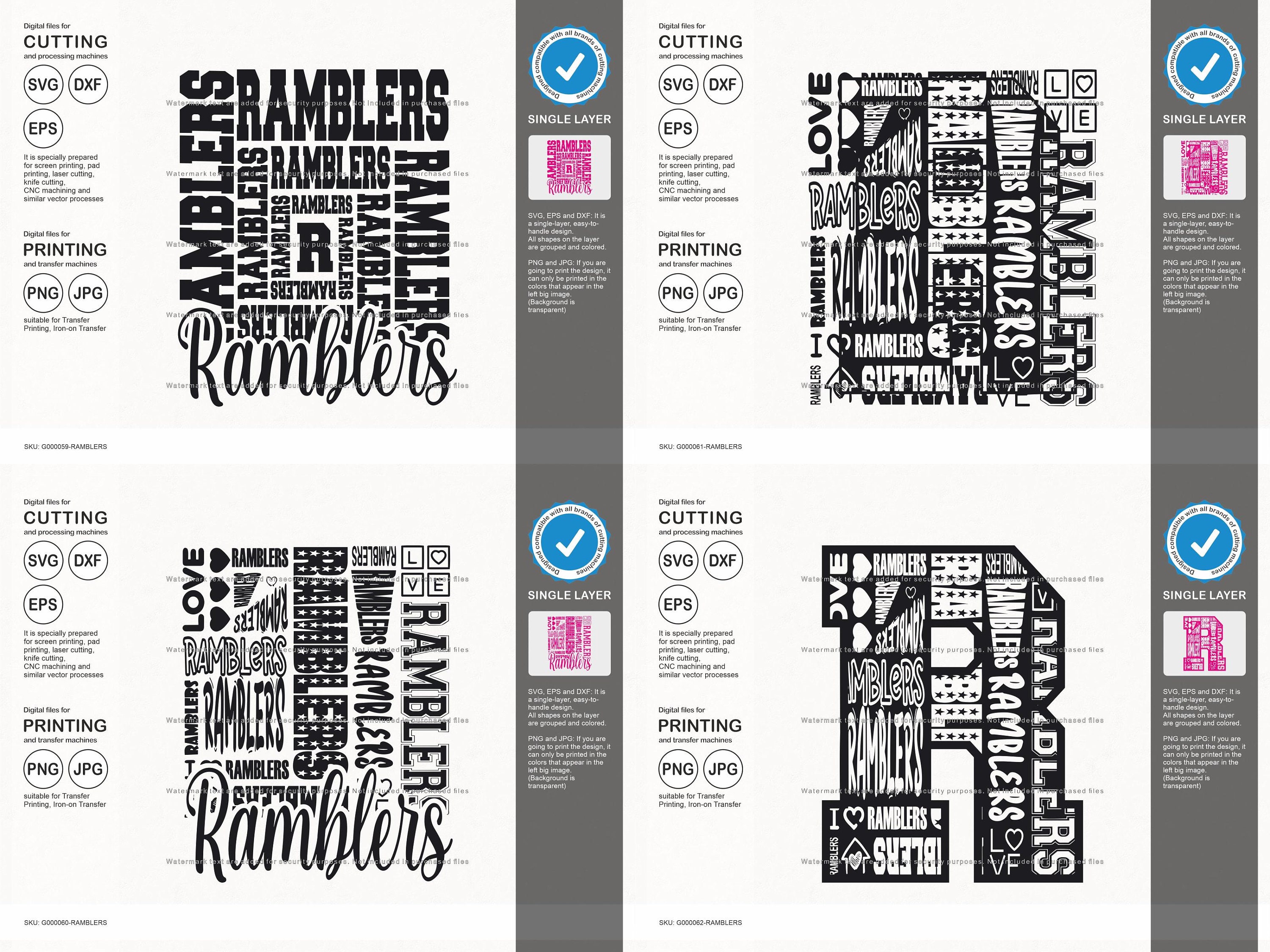 Ramblers Svg, Rambler 12 Typography Svg Mascot Designs Pack, Ramblers ...