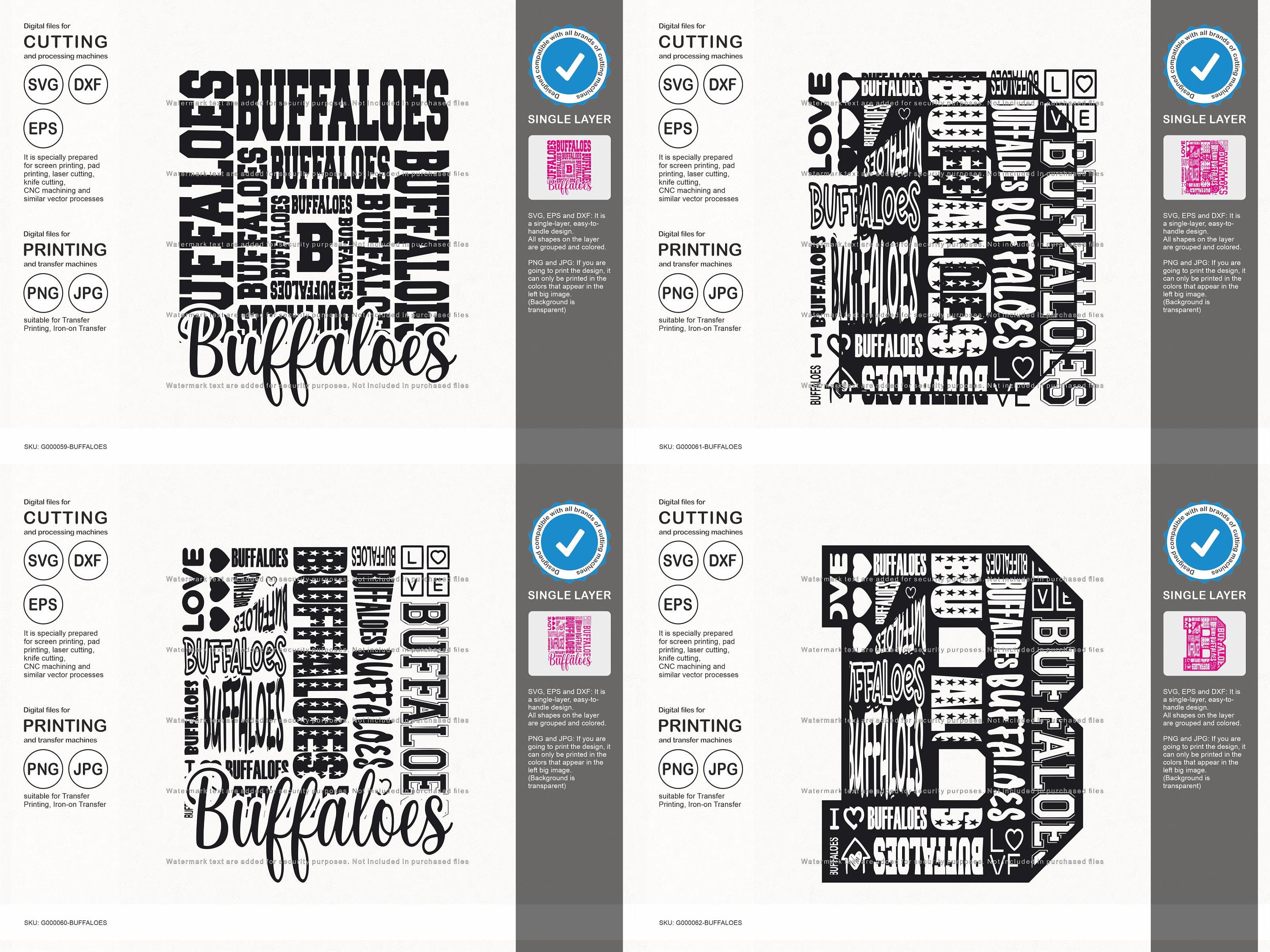 Buffaloes Svg, Buffalo 12 Typography Svg Mascot Designs Pack, Buffaloes ...