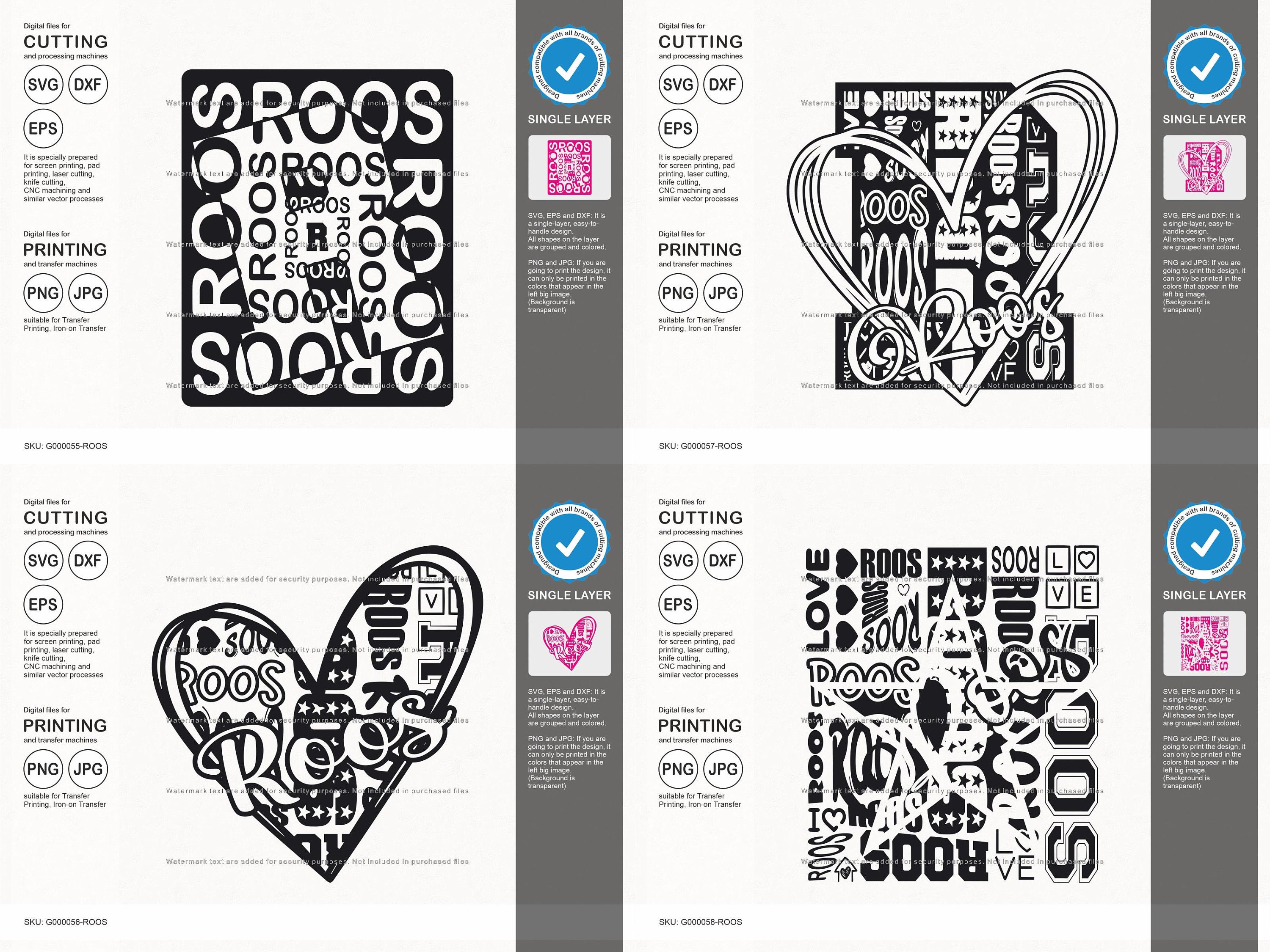 Roos Svg, Roo 12 Typography Svg Mascot Designs Pack, Roos Typography Svg Cut Files Bundle, Roos ...