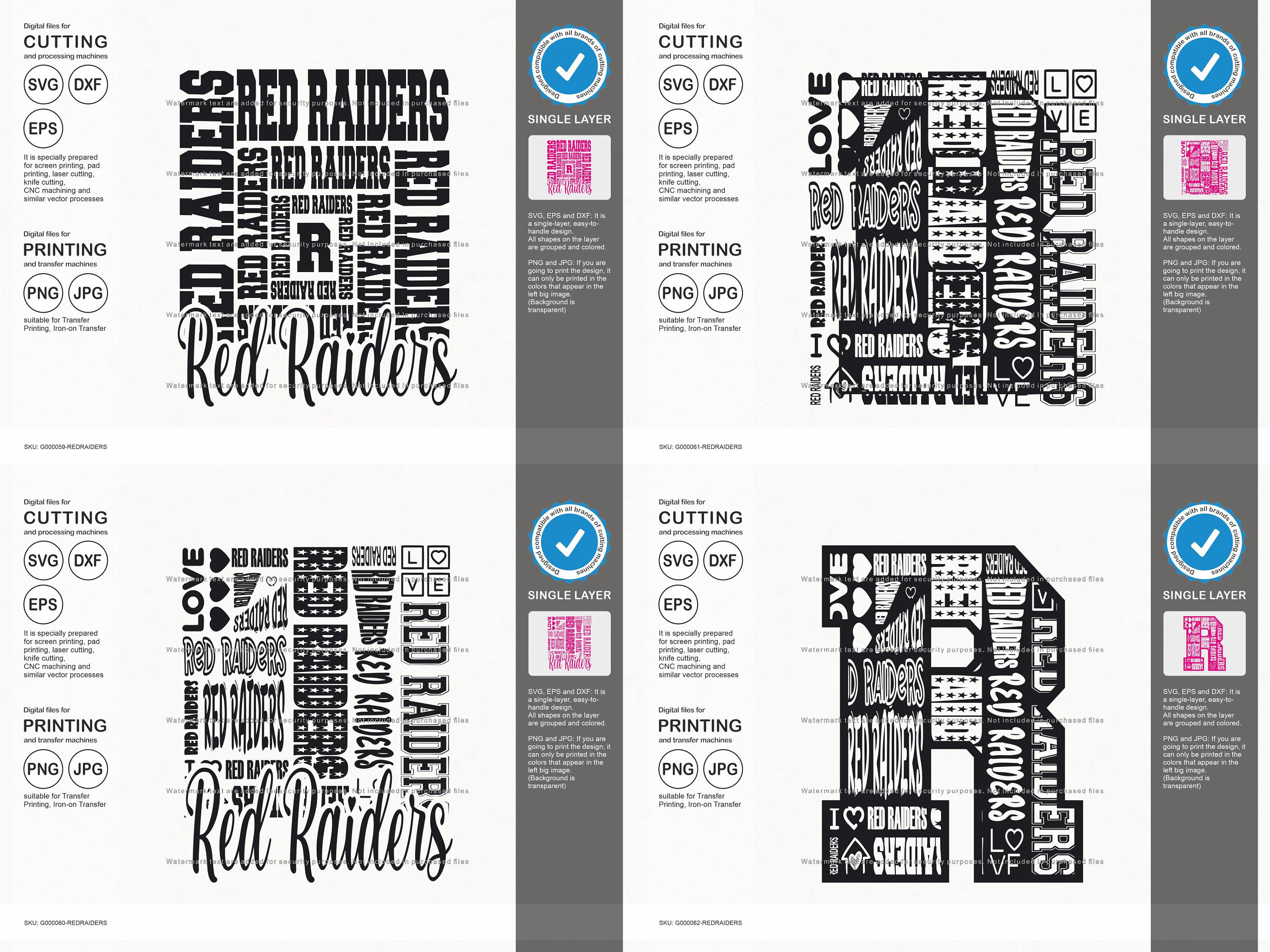 Red Raiders Svg, Red Raider 12 Typography Svg Mascot Designs Pack, Red ...