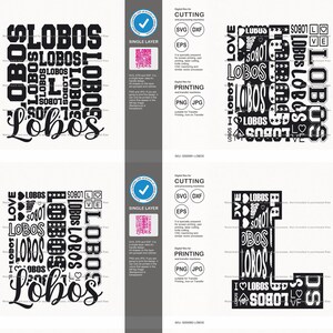 Lobos Svg, Lobo 12 Typography Svg Mascot Designs Pack, Lobos Typography ...