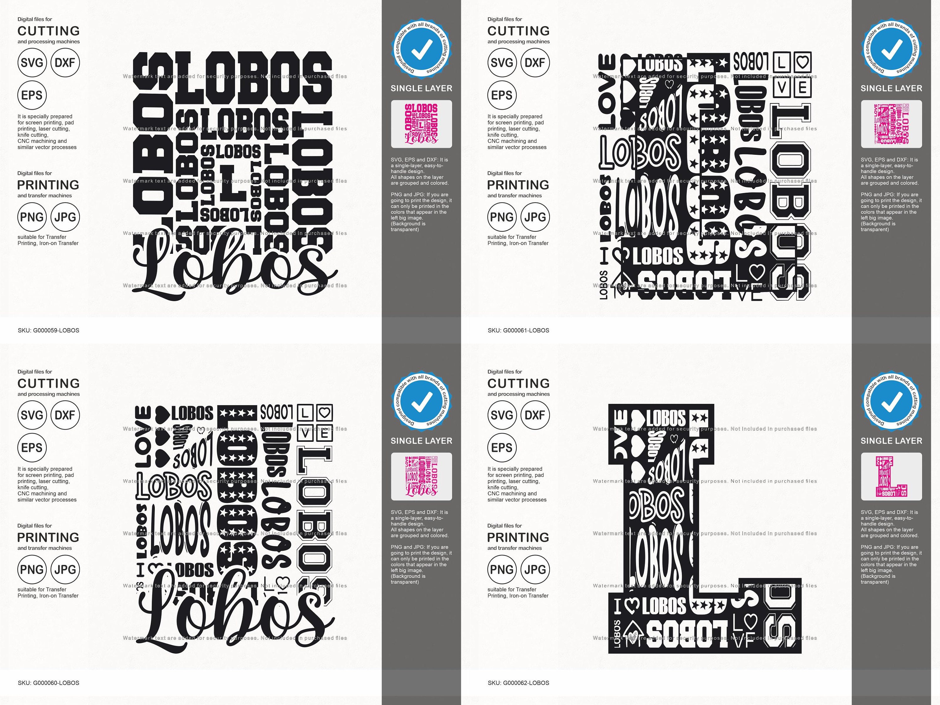 Lobos Svg, Lobo 12 Typography Svg Mascot Designs Pack, Lobos Typography ...
