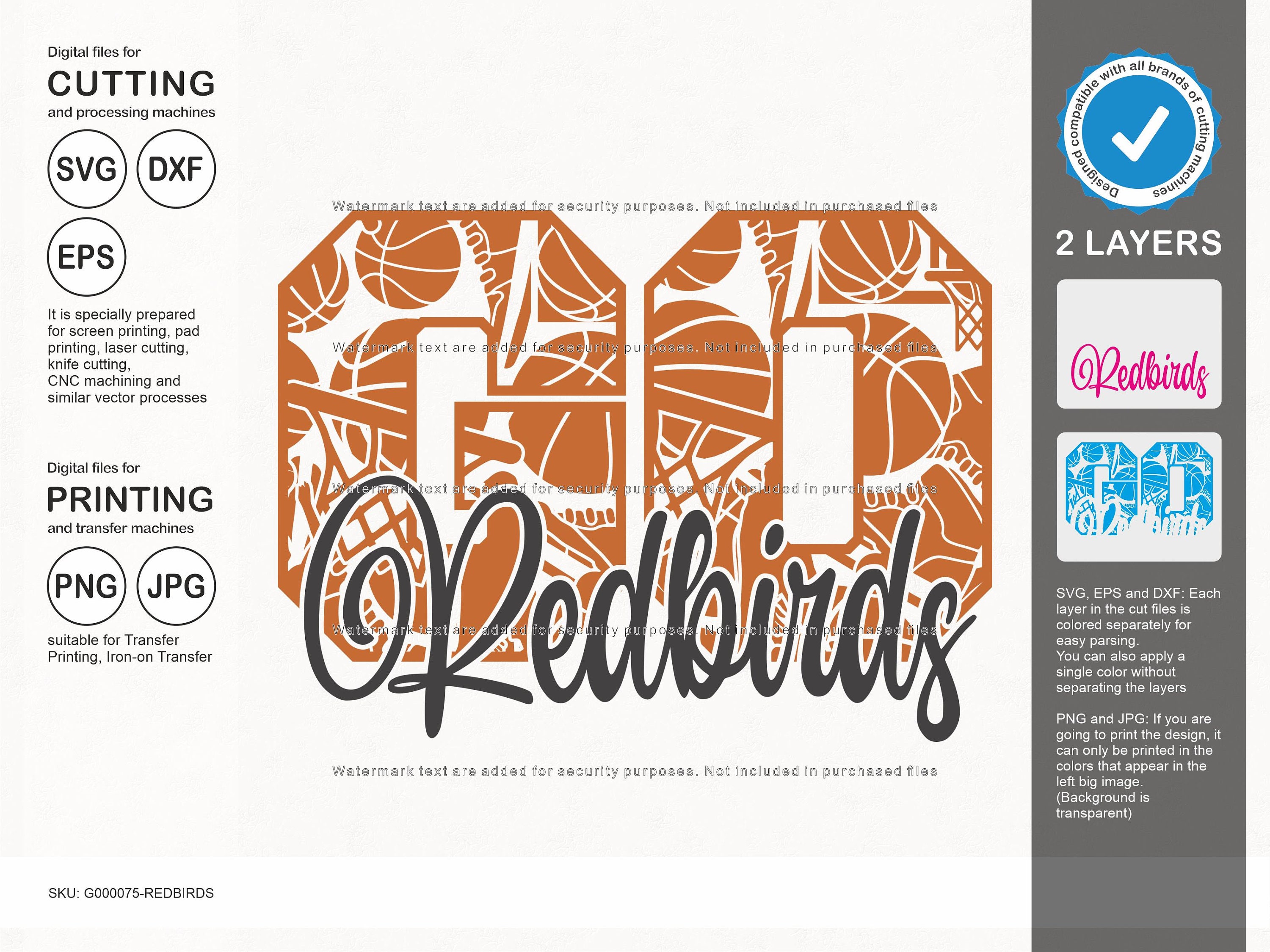 Redbirds Svg, Redbirds Basketball Svg, 9-pack Redbirds Svg Bundle, Cut ...