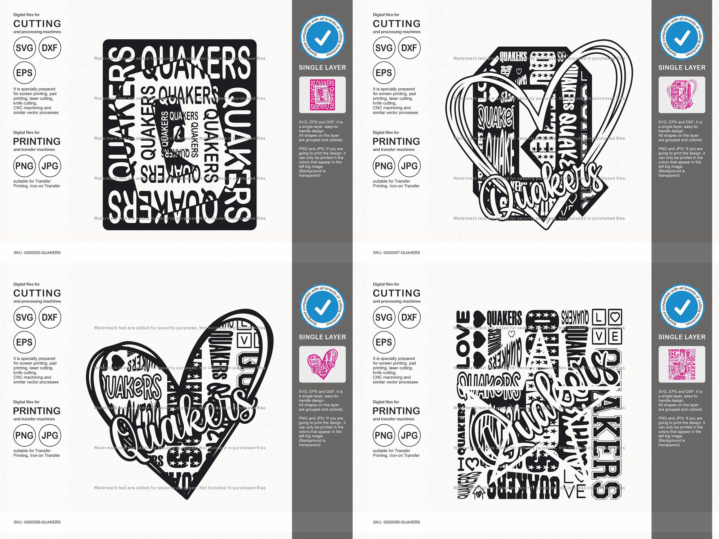 Quakers Svg, Quaker 12 Typography Svg Mascot Designs Pack, Quakers ...