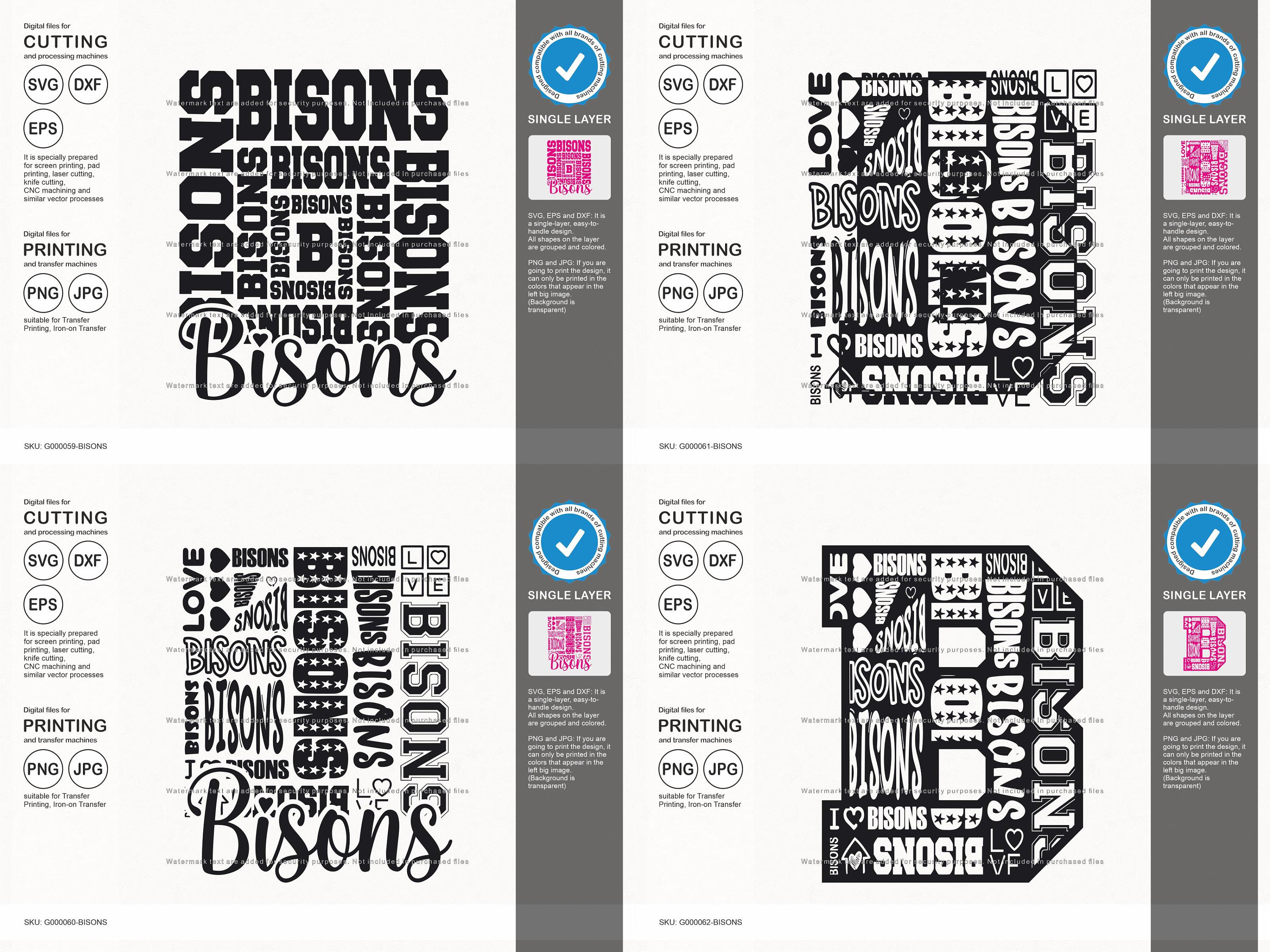 Bisons Svg Bison 12 Typography Svg Mascot Designs Pack - Etsy