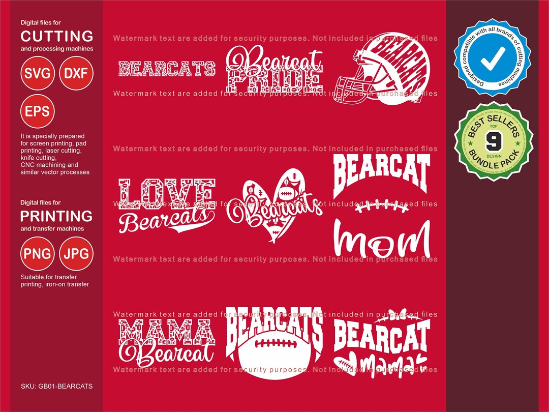 Bearcats Svg, Bearcat 9 Football Svg Mascot Designs Pack, Bearcats Svg ...