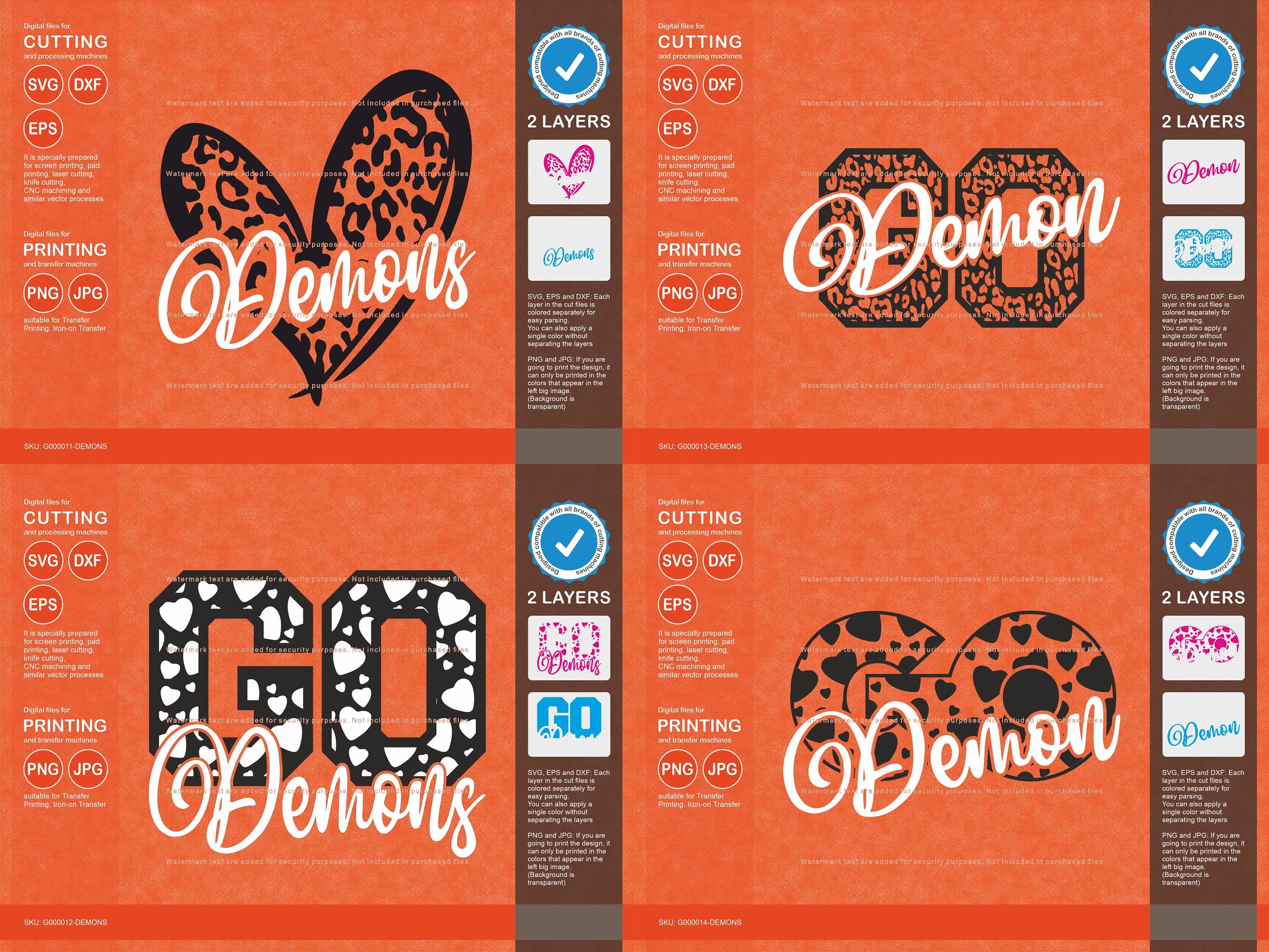 Demons Svg, Demon 12 Leopard Svg Mascot Designs Pack, Demons Leopard ...