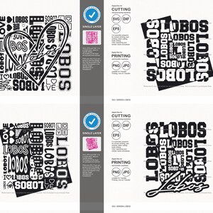 Lobos Svg, Lobo 12 Typography Svg Mascot Designs Pack, Lobos Typography ...