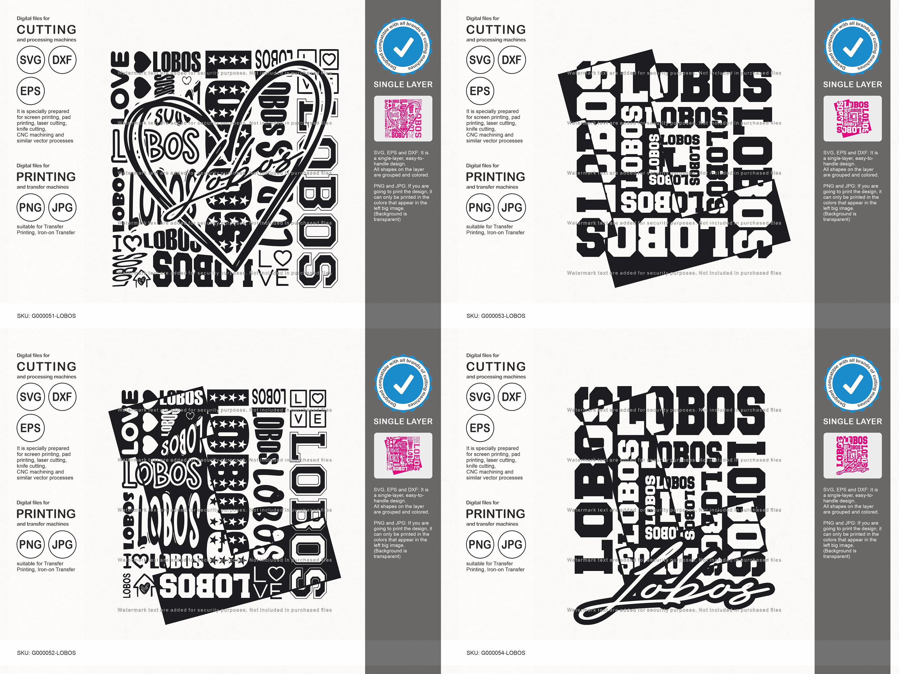 Lobos Svg, Lobo 12 Typography Svg Mascot Designs Pack, Lobos Typography ...
