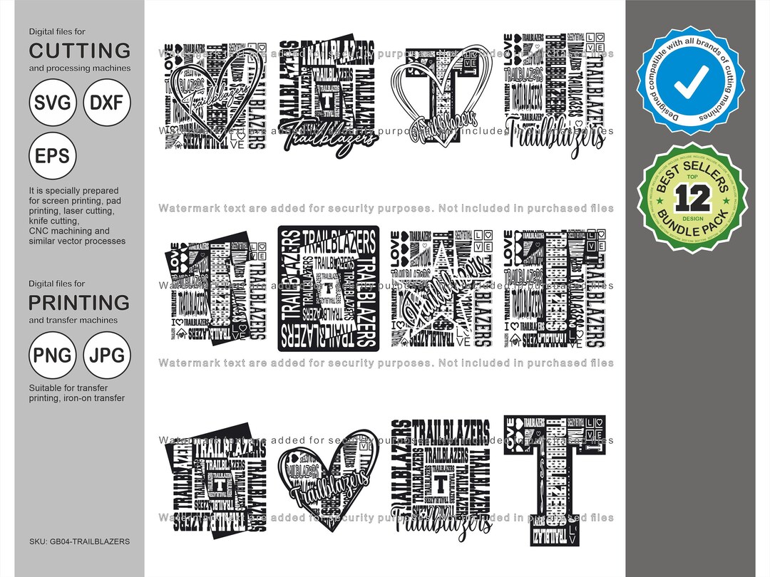 Trailblazers Svg, Trailblazer 12 Typography Svg Mascot Designs Pack ...