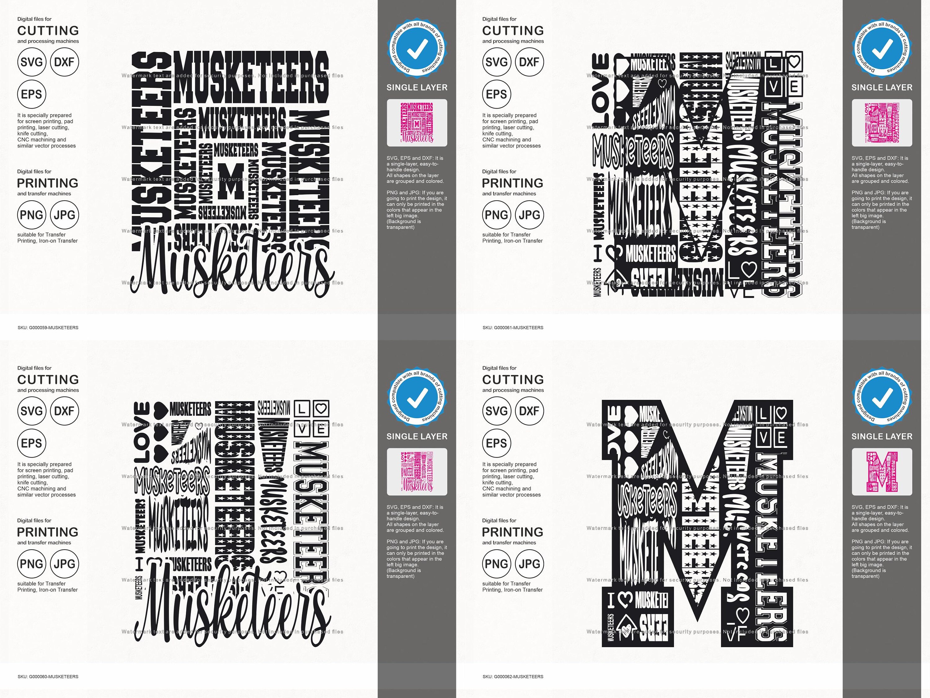 Musketeers Svg, Musketeer 12 Typography Svg Mascot Designs Pack ...