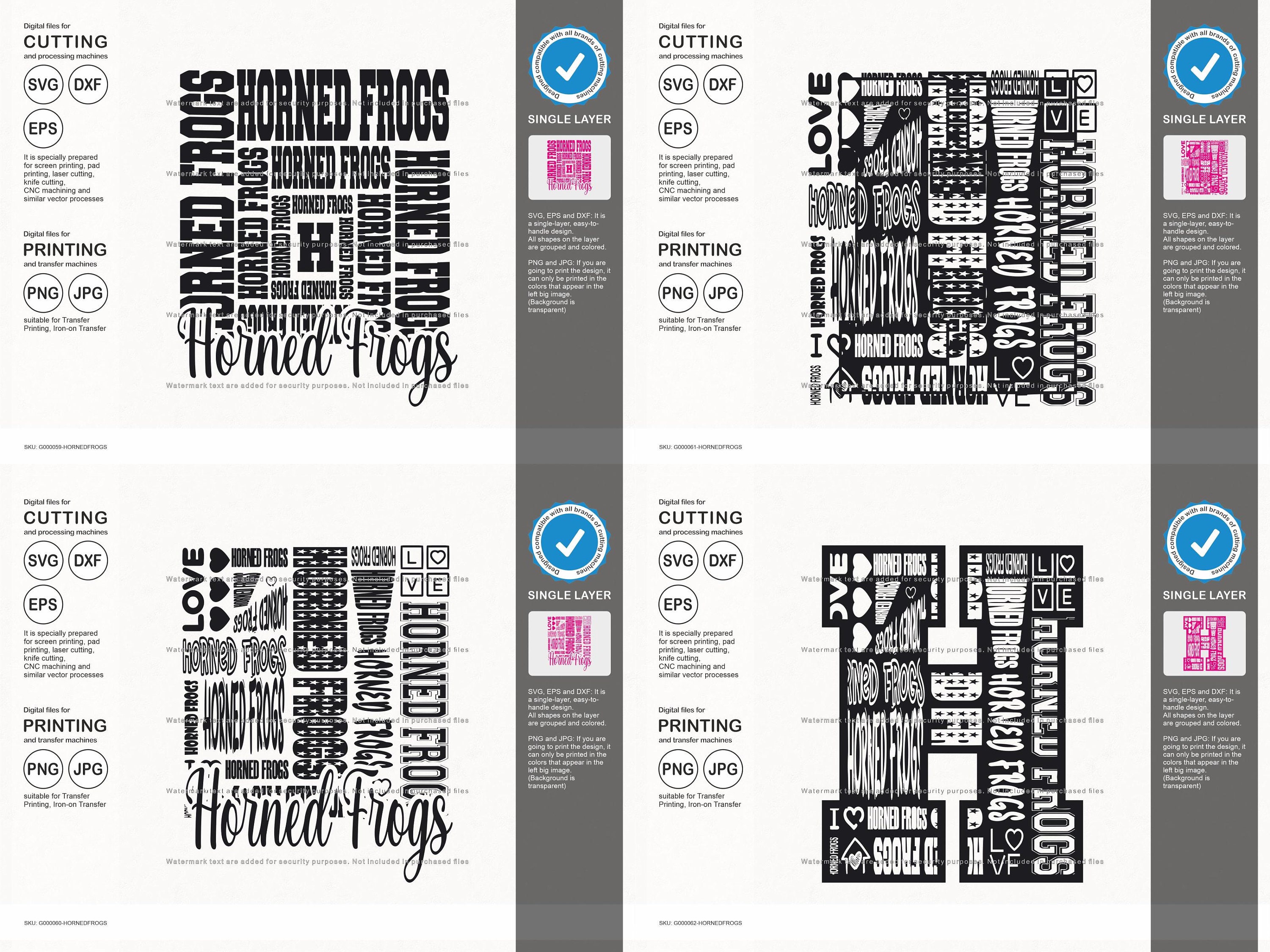 Horned Frogs Svg, Horned Frog 12 Typography Svg Mascot Designs Pack ...