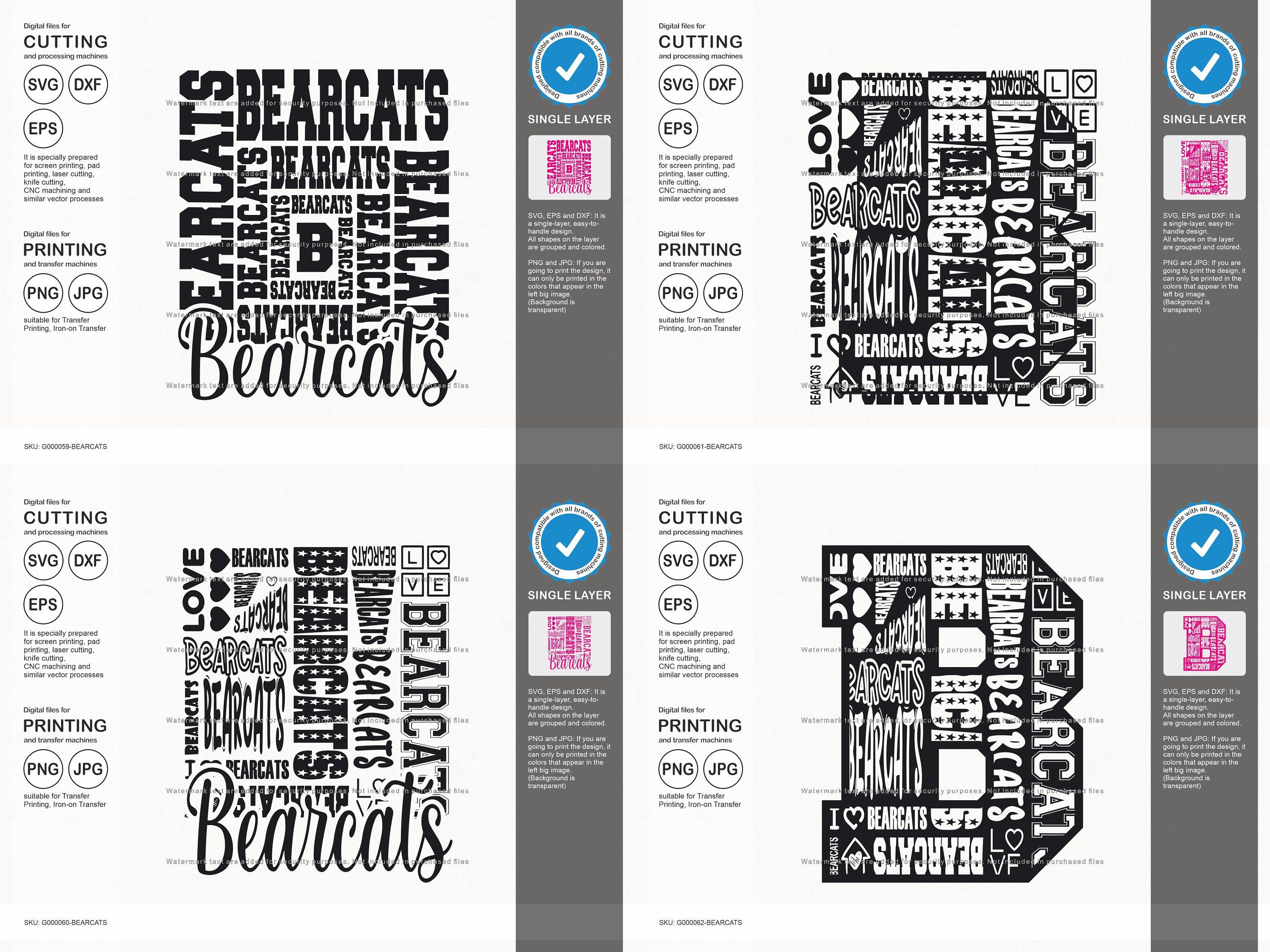 Bearcats Svg, Bearcat 12 Typography Svg Mascot Designs Pack, Bearcats ...