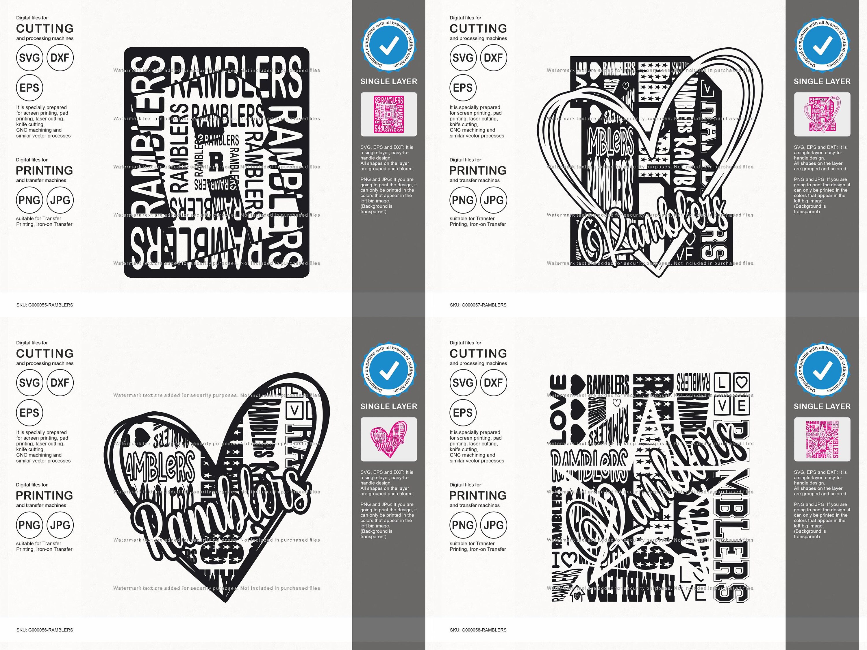 Ramblers Svg, Rambler 12 Typography Svg Mascot Designs Pack, Ramblers ...