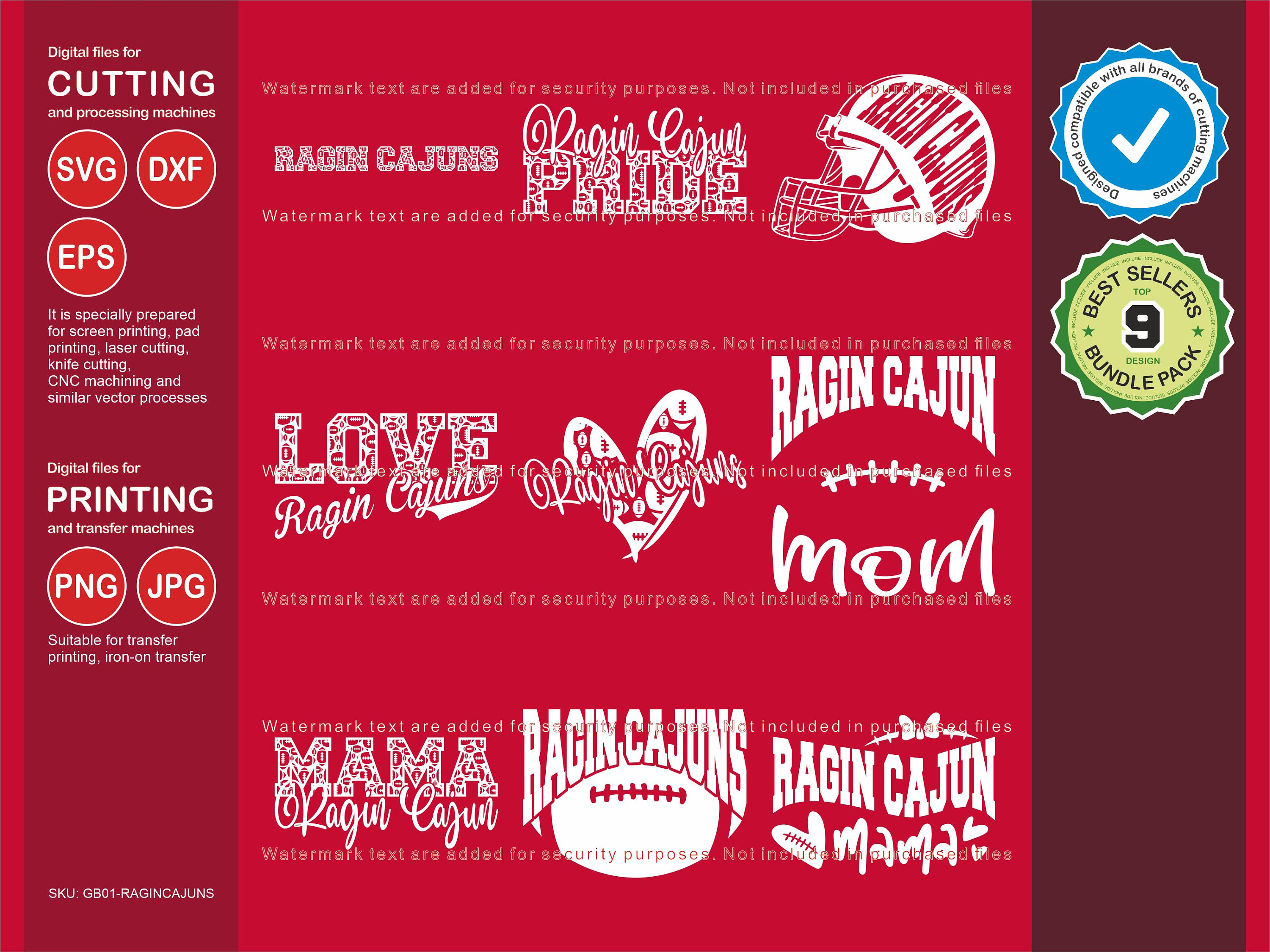 Ragin Cajuns Svg, Ragin Cajun 9 Football Svg Mascot Designs Pack, Ragin ...