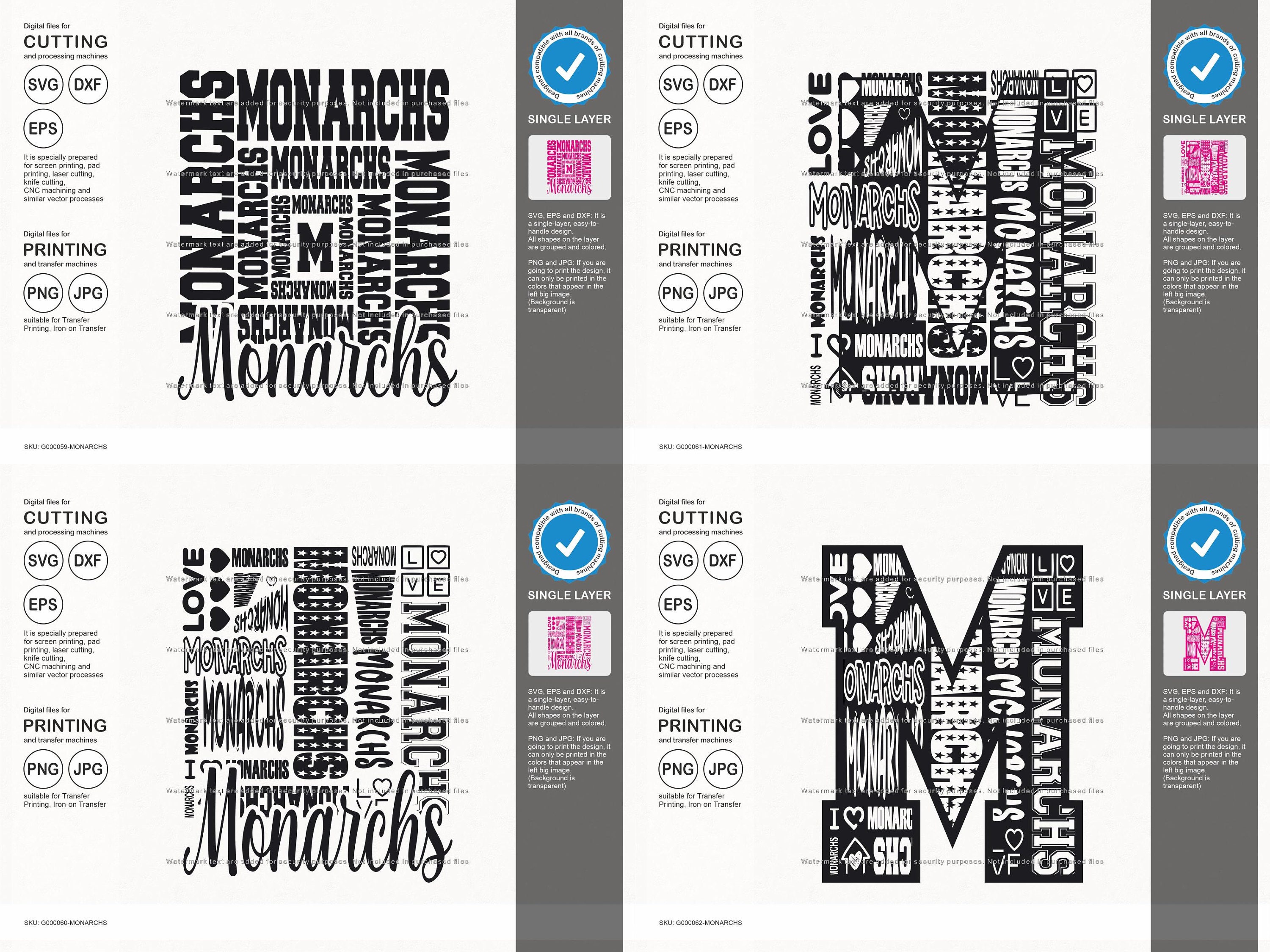 Monarchs Svg, Monarch 12 Typography Svg Mascot Designs Pack, Monarchs ...