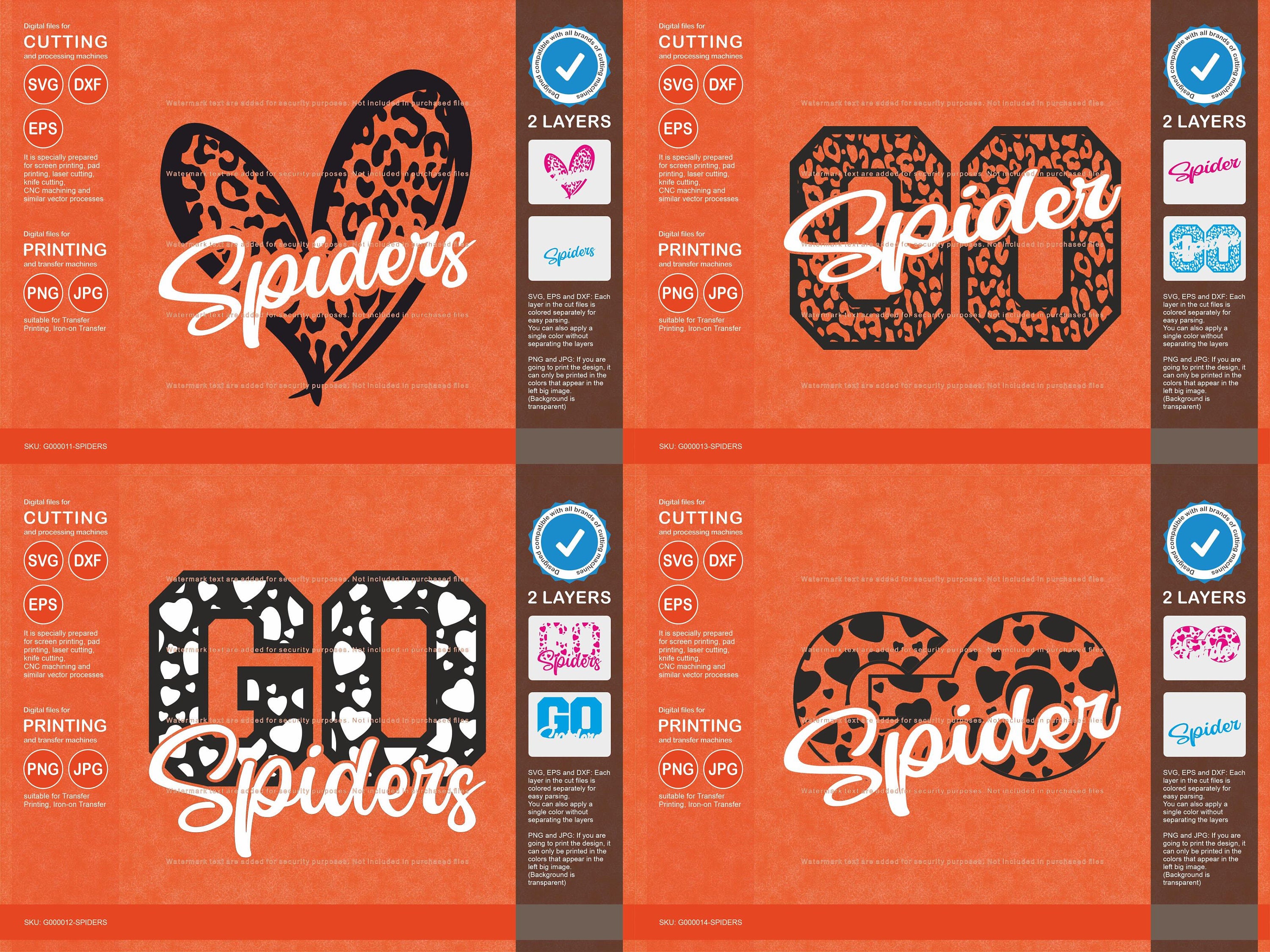 Spiders Svg Spider 12 Leopard Svg Mascot Designs Pack - Etsy