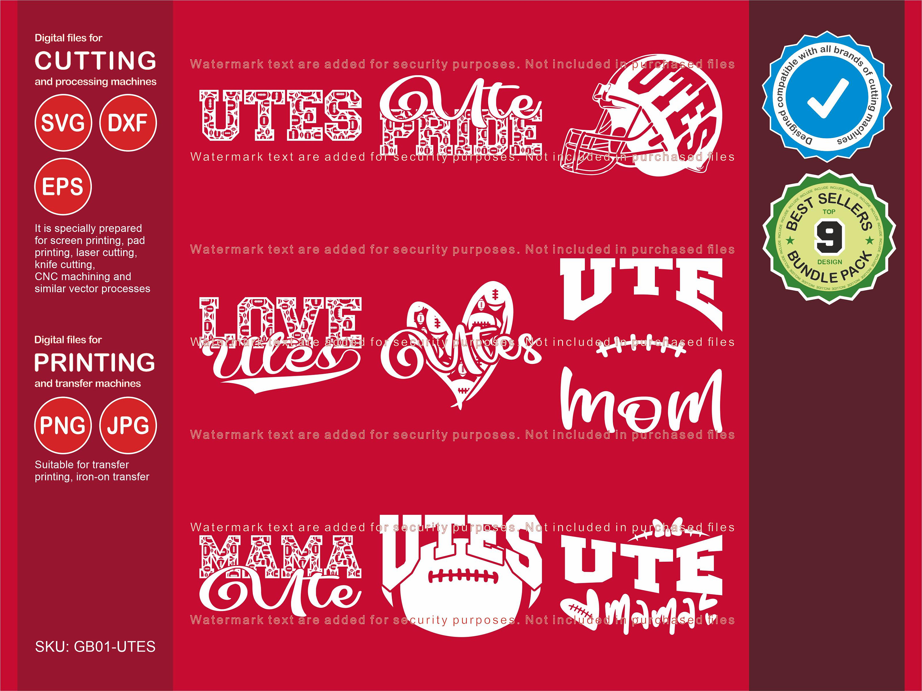 Utes Svg, Ute 9 Football Svg Mascot Designs Pack, Utes Svg Cut Files ...