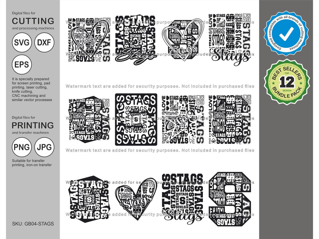 Stags Svg Stag 12 Typography Svg Mascot Designs Pack Stags - Etsy