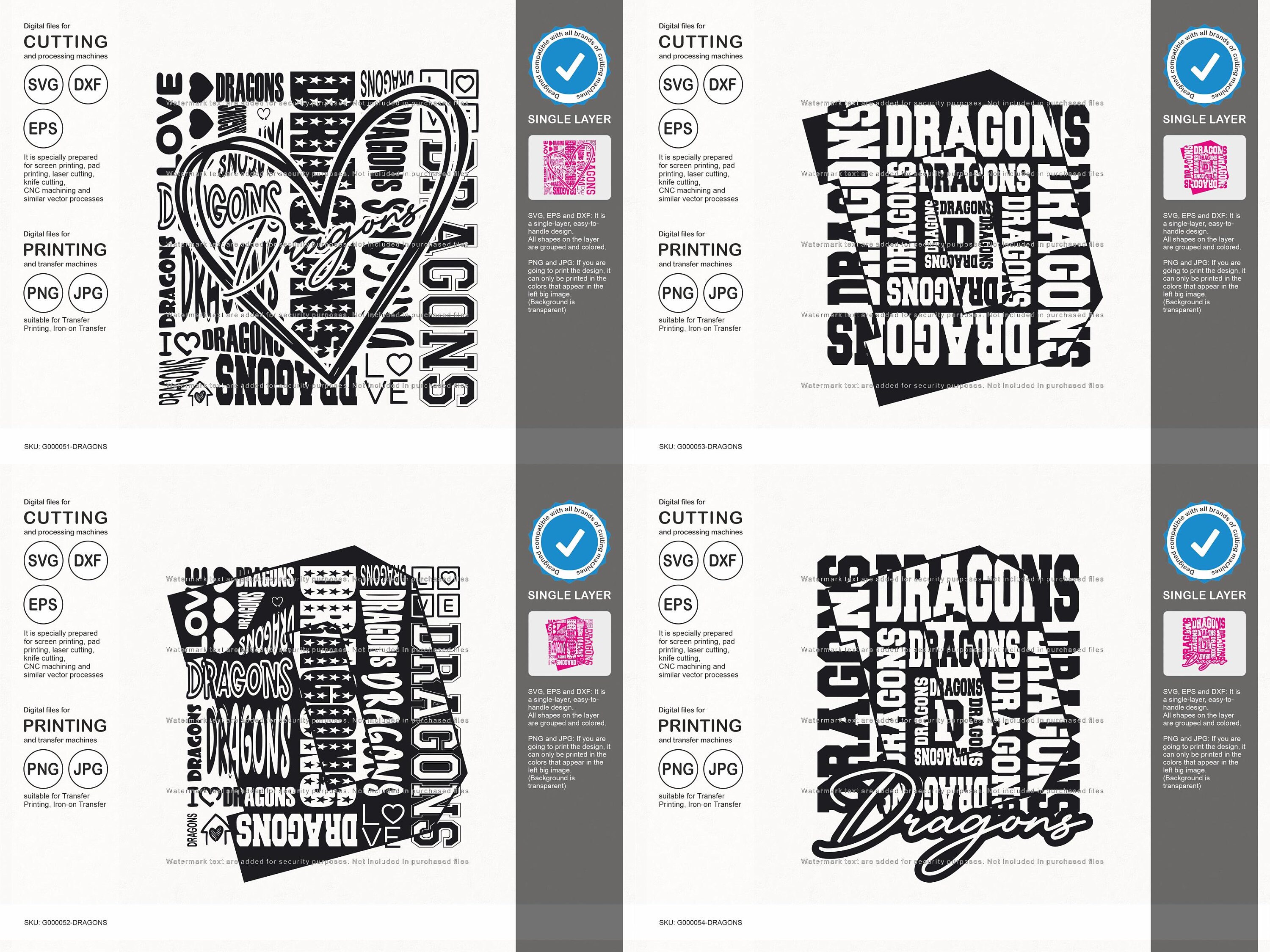 Dragons Svg, Dragon 12 Typography Svg Mascot Designs Pack, Dragons ...