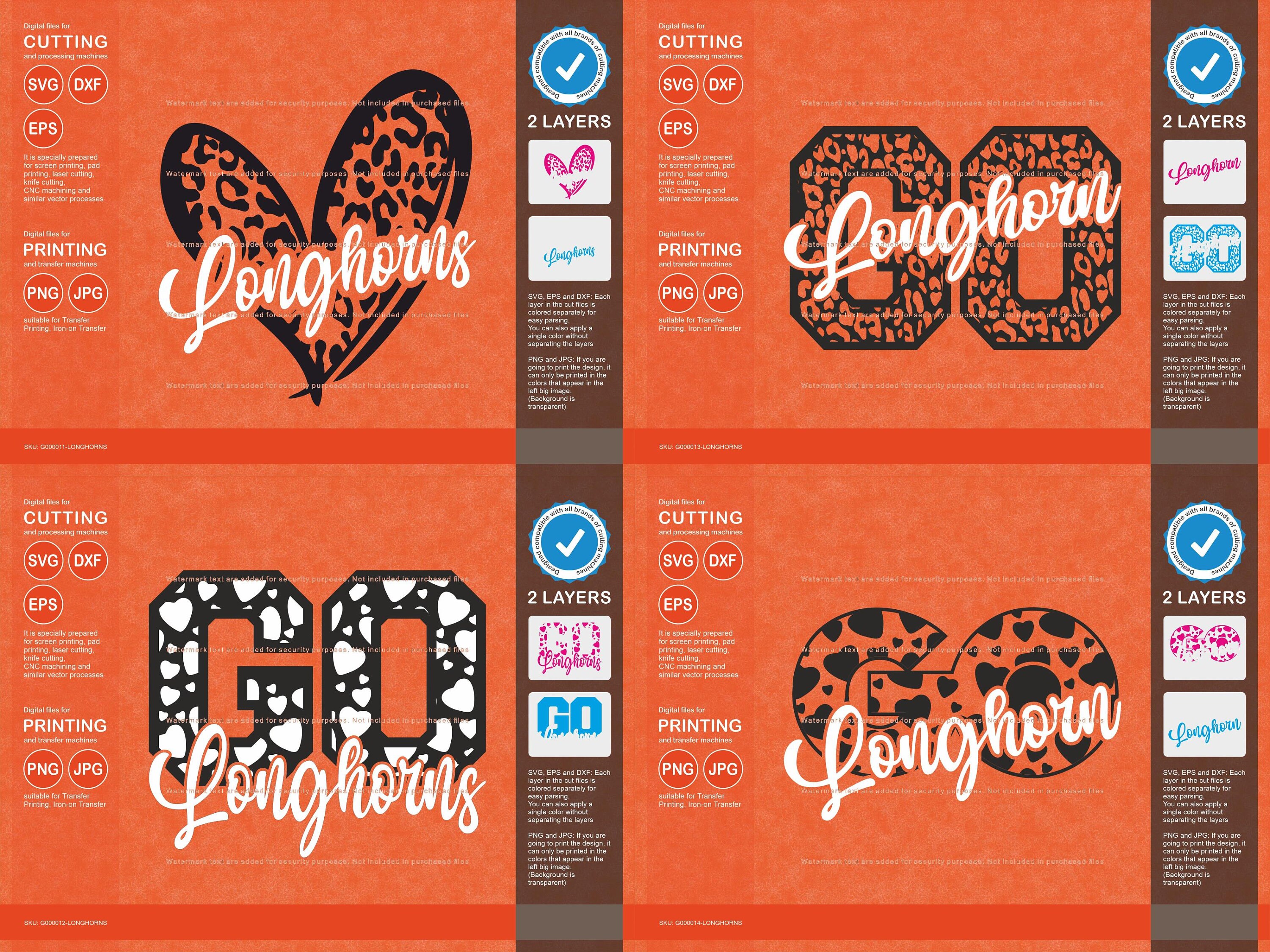 Longhorns Svg Longhorn 12 Leopard Svg Mascot Designs Pack - Etsy