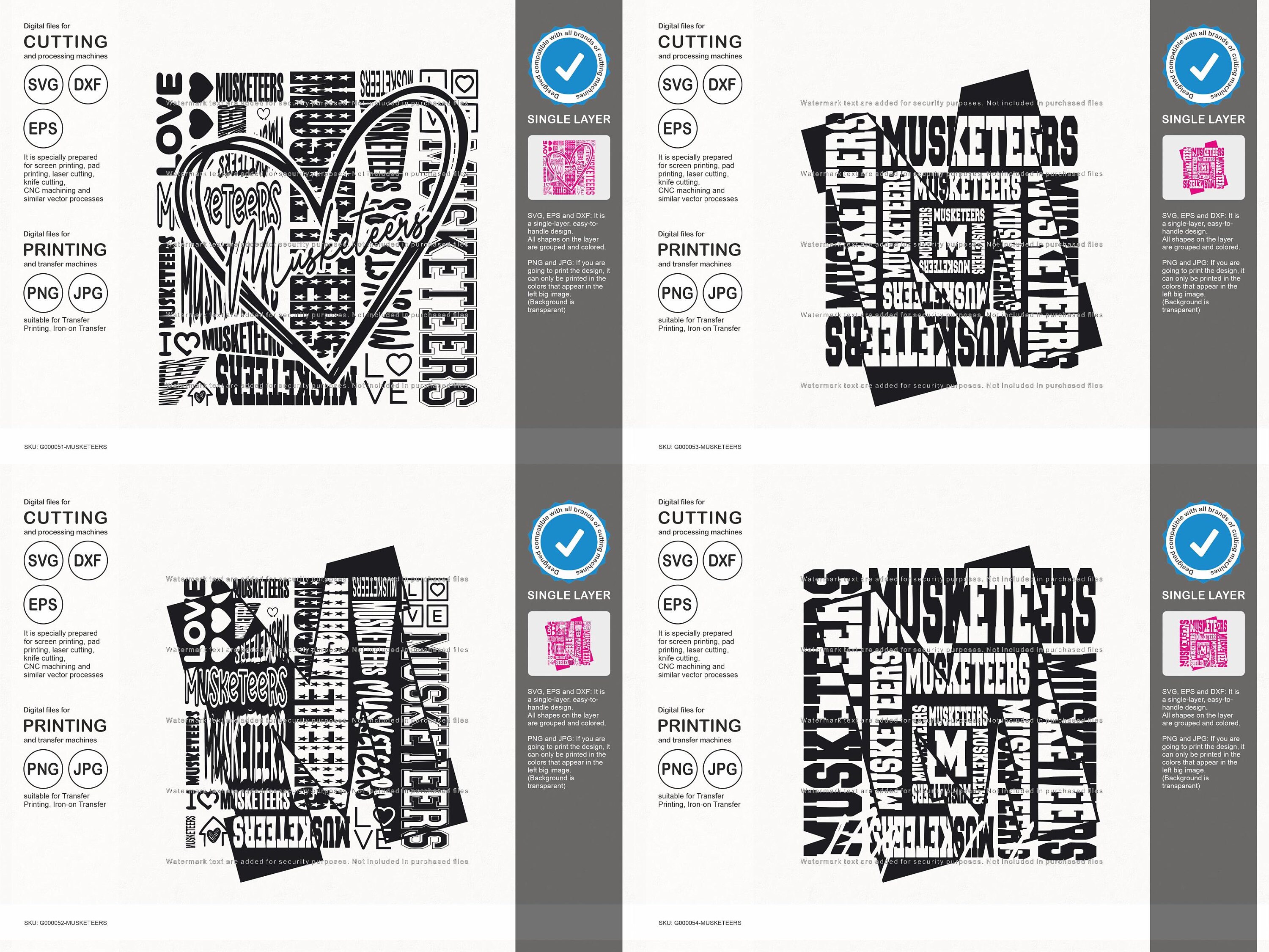 Musketeers Svg, Musketeer 12 Typography Svg Mascot Designs Pack ...