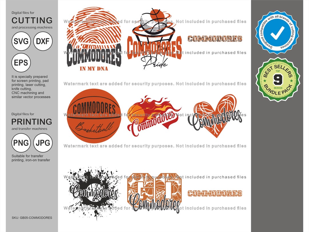 Commodores Svg, Commodores Basketball Svg, 9-pack Commodores Svg Bundle ...