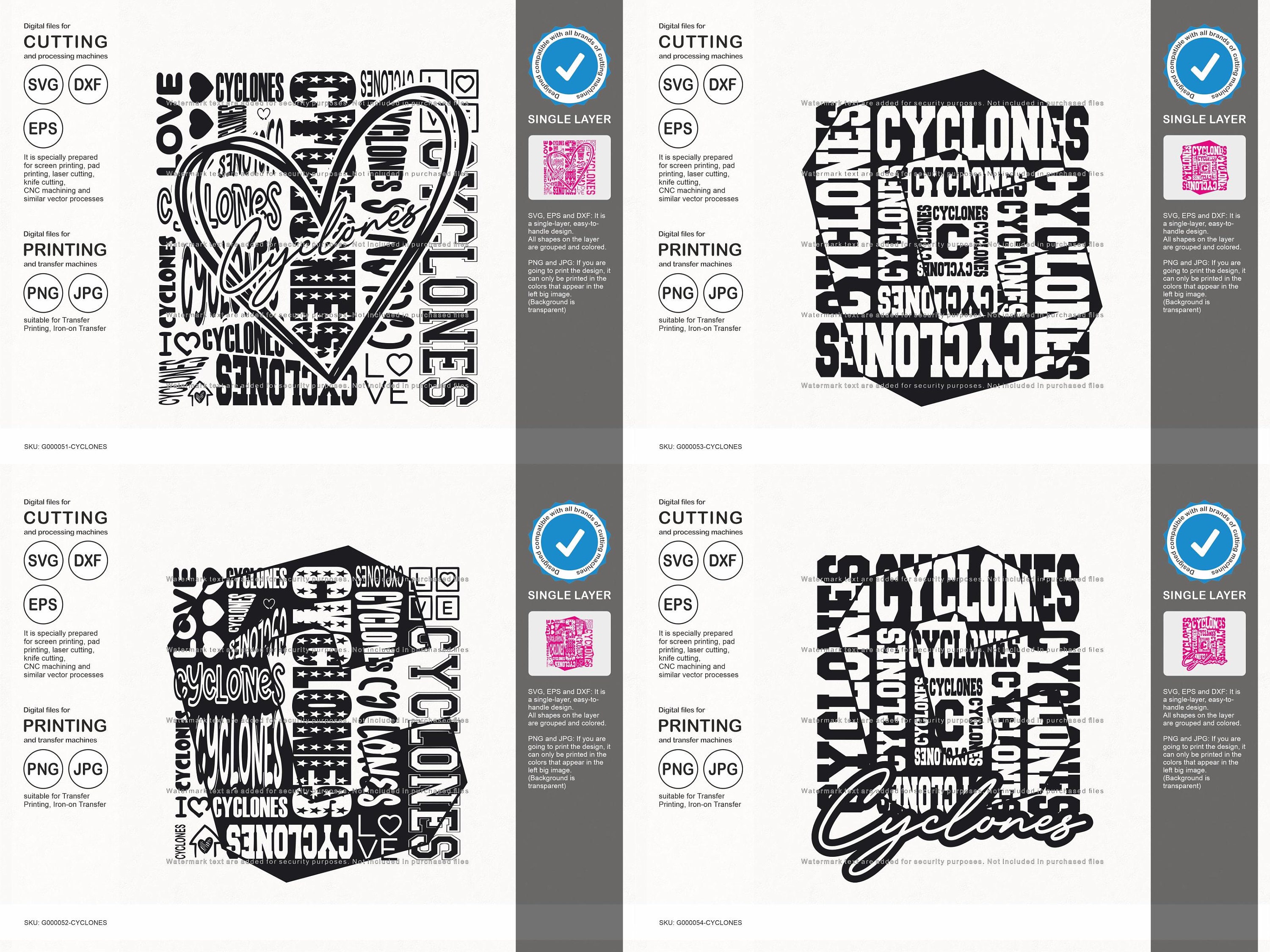 Cyclones Svg, Cyclone 12 Typography Svg Mascot Designs Pack, Cyclones ...
