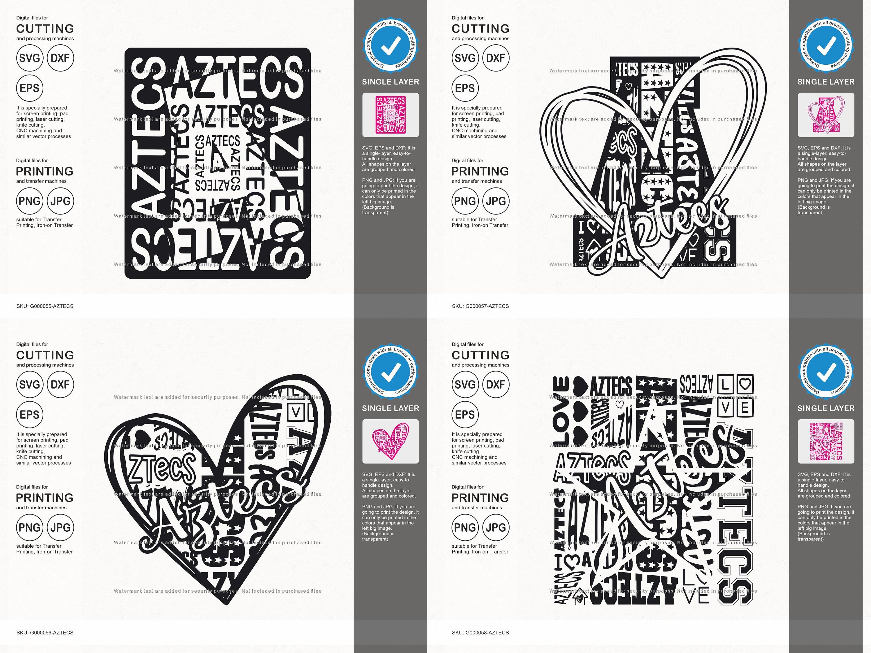 Aztecs Svg Aztec 12 Typography Svg Mascot Designs Pack - Etsy