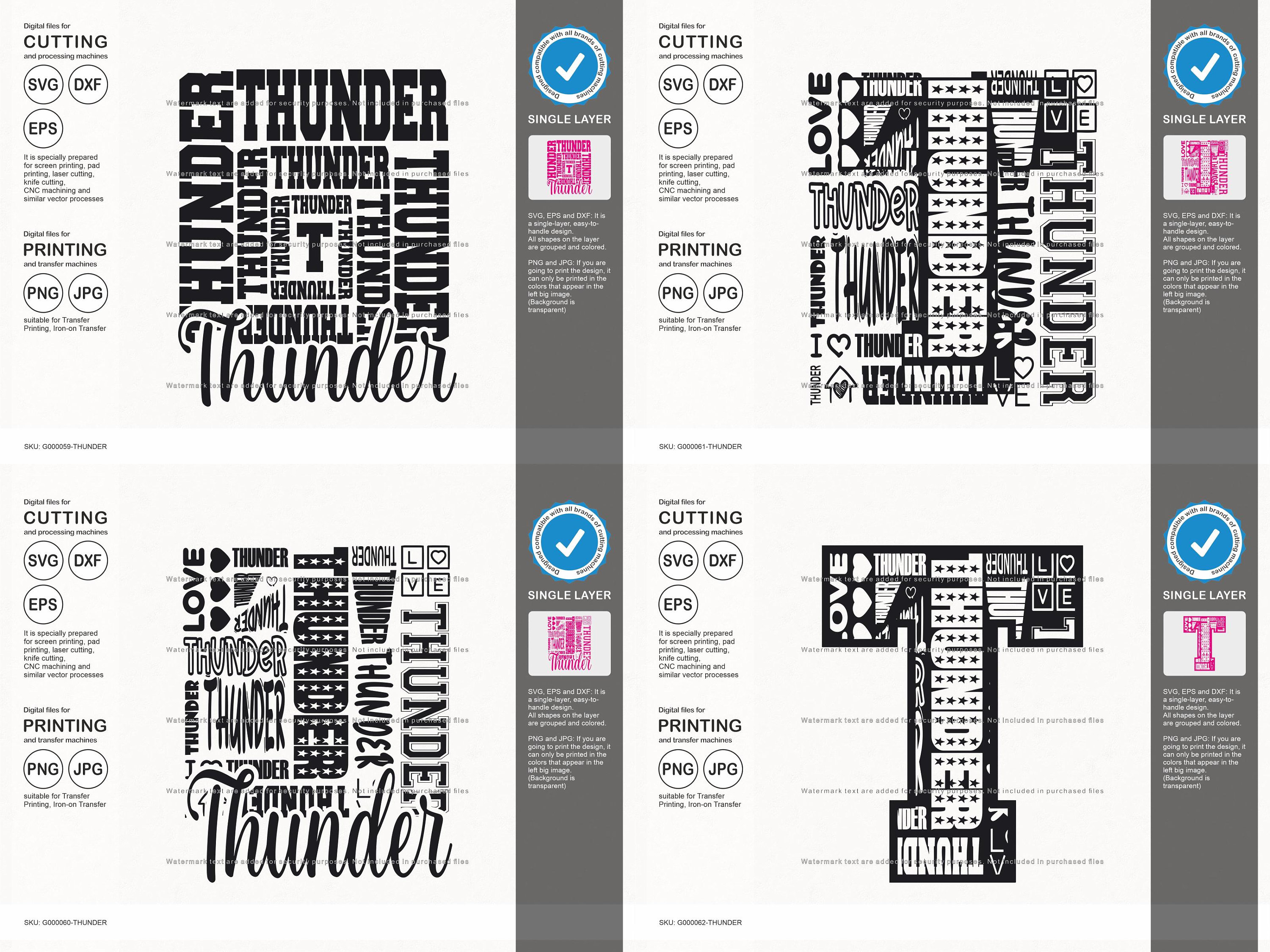 Thunder Svg Thunder 12 Typography Svg Mascot Designs Pack - Etsy