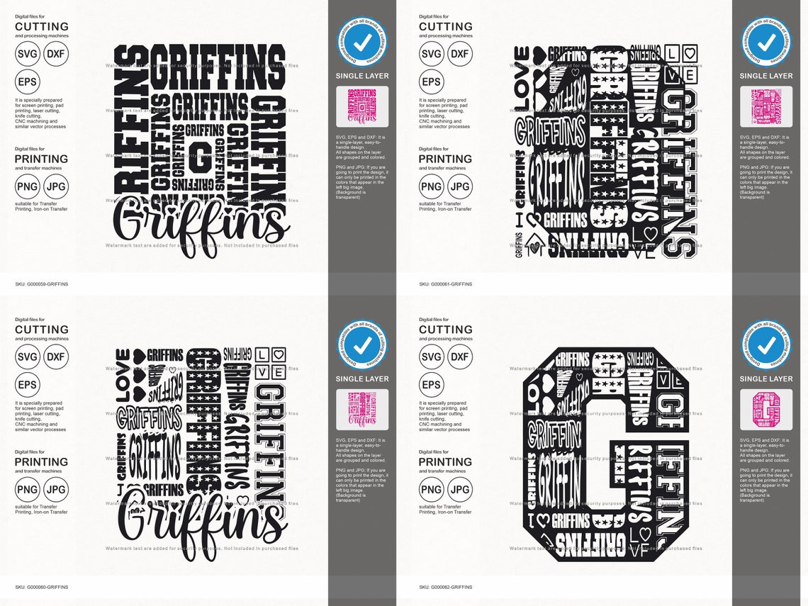 Griffins Svg, Griffin 12 Typography Svg Mascot Designs Pack, Griffins ...