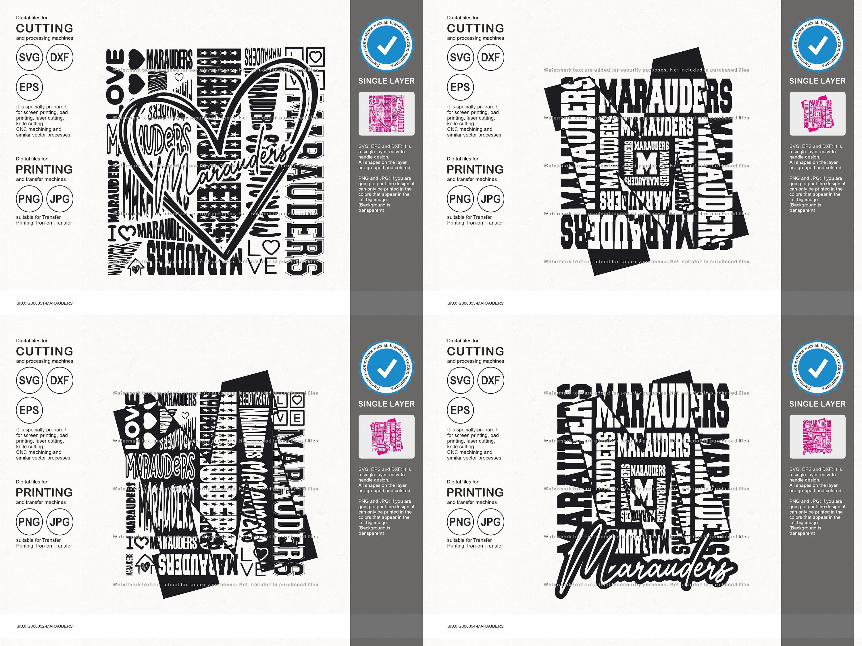 Marauders Svg Marauder 12 Typography Svg Mascot Designs Pack - Etsy