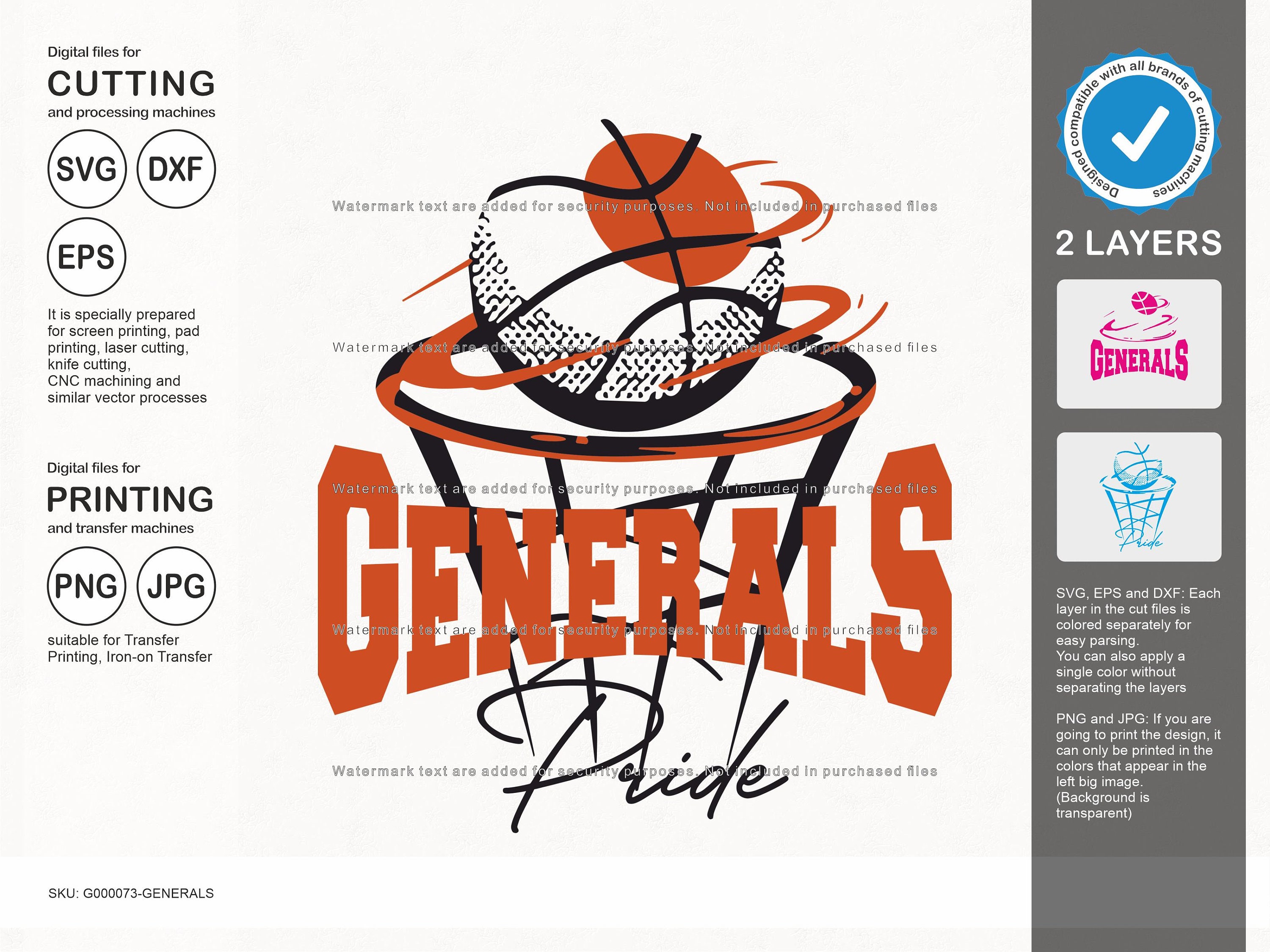 Generals Svg, Generals Basketball Svg, 9-pack Generals Svg Bundle, Cut ...