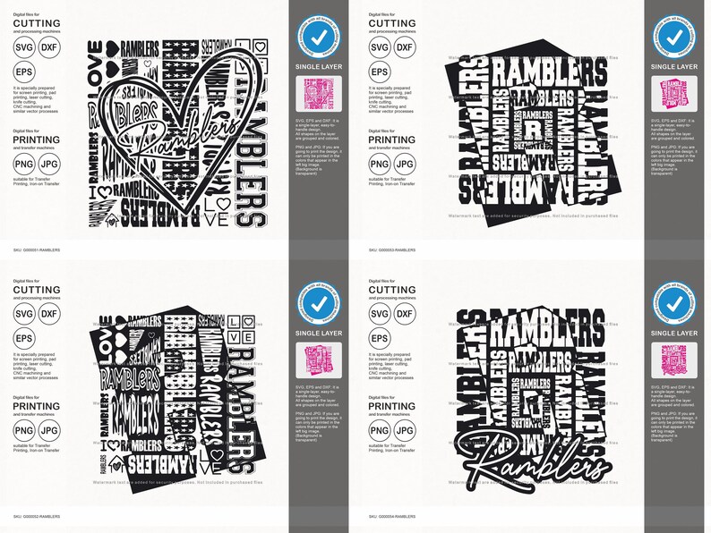 Ramblers Svg, Rambler 12 Typography Svg Mascot Designs Pack, Ramblers ...