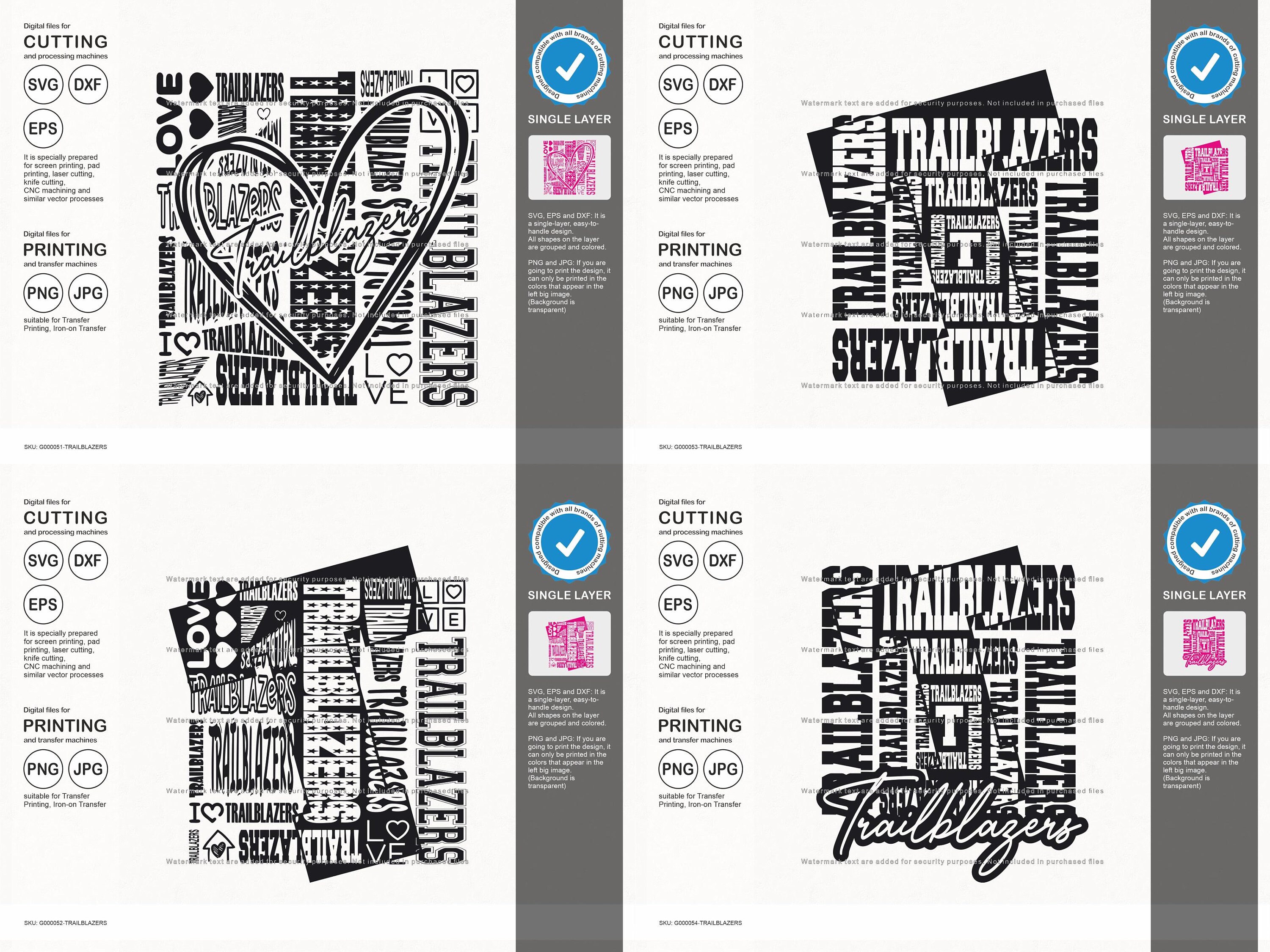 Trailblazers Svg, Trailblazer 12 Typography Svg Mascot Designs Pack ...