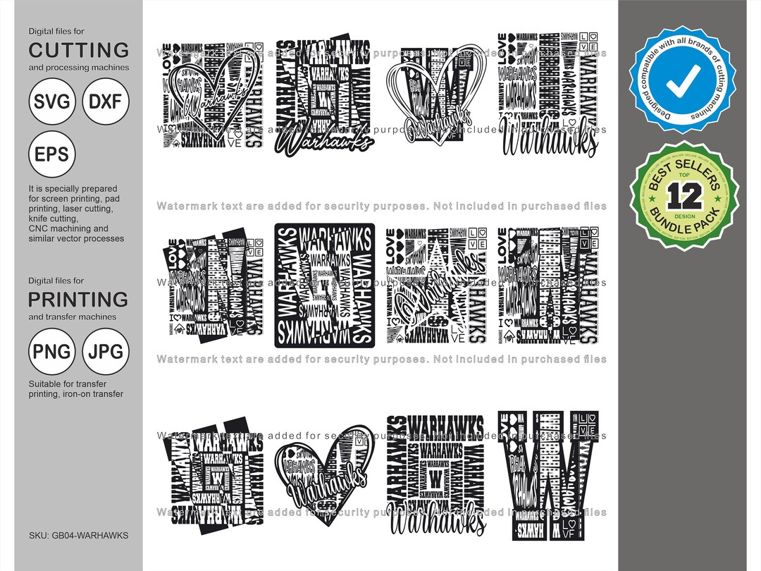 Warhawks Svg, Warhawk 12 Typography Svg Mascot Designs Pack, Warhawks ...